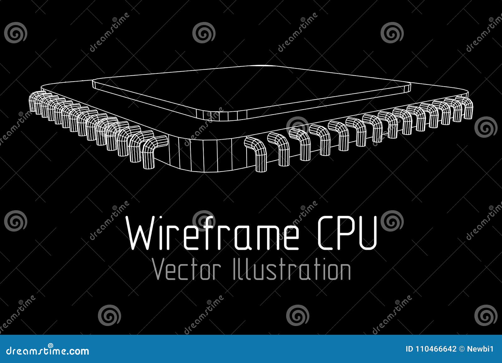 Vector CPU wireframe stock vector. Illustration of calculation - 110466642