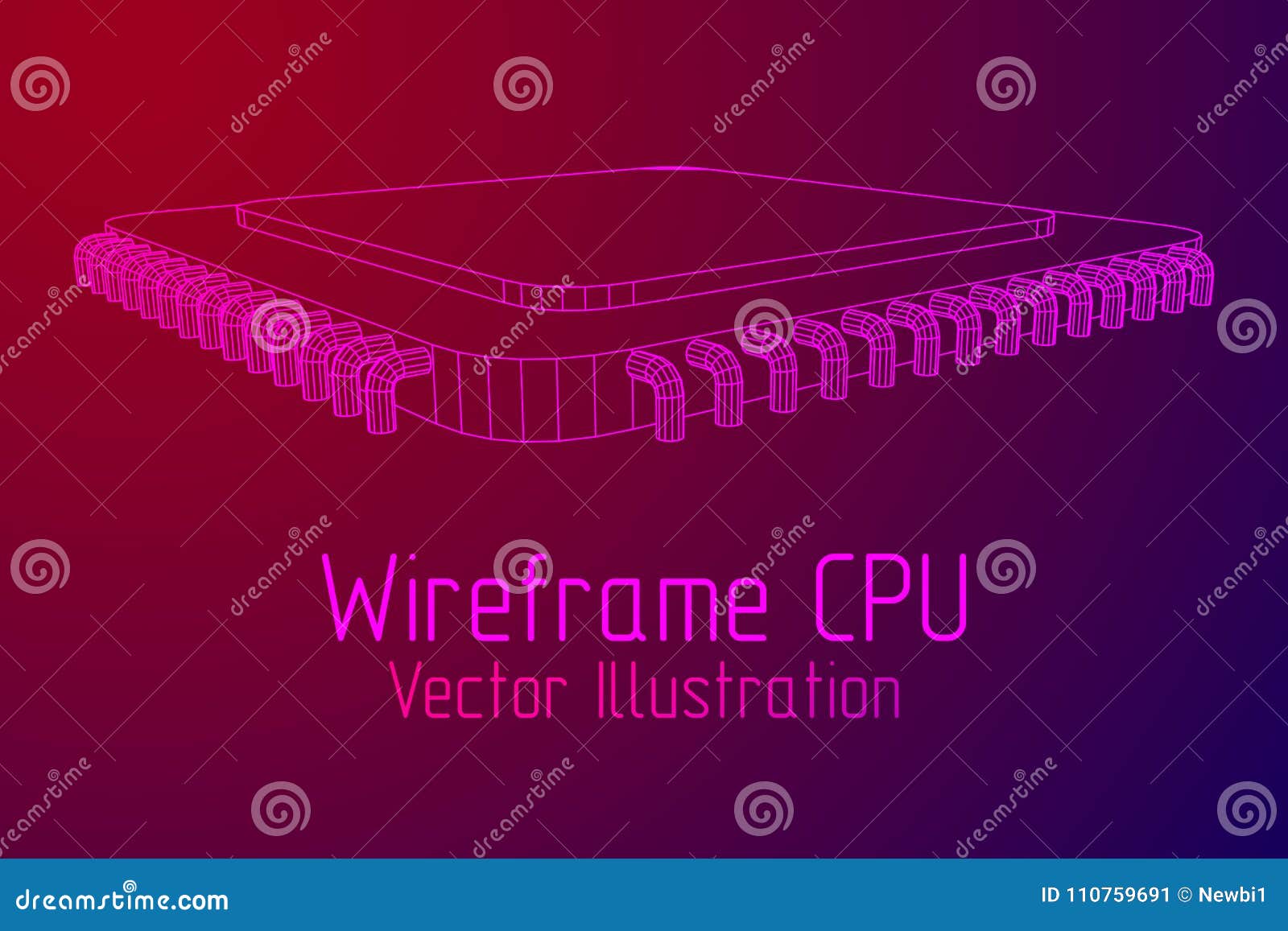 Vector CPU wireframe stock vector. Illustration of mesh - 110759691