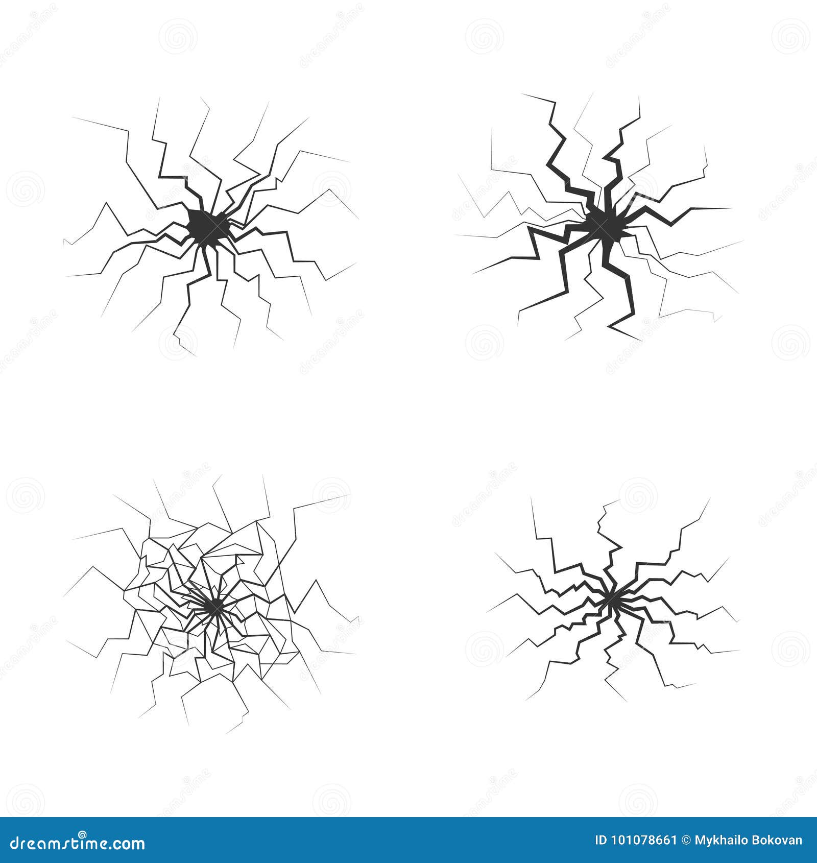 Vector crack set stock vector. Illustration of glass - 101078661