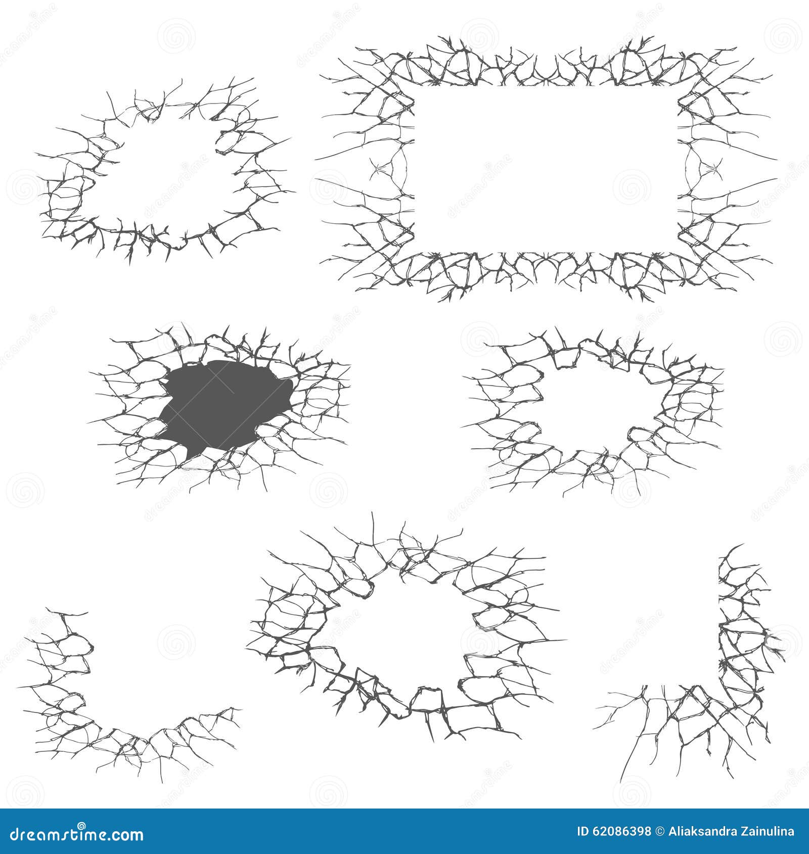 Vector Cracked Frame Set stock vector. Illustration of border - 62086398