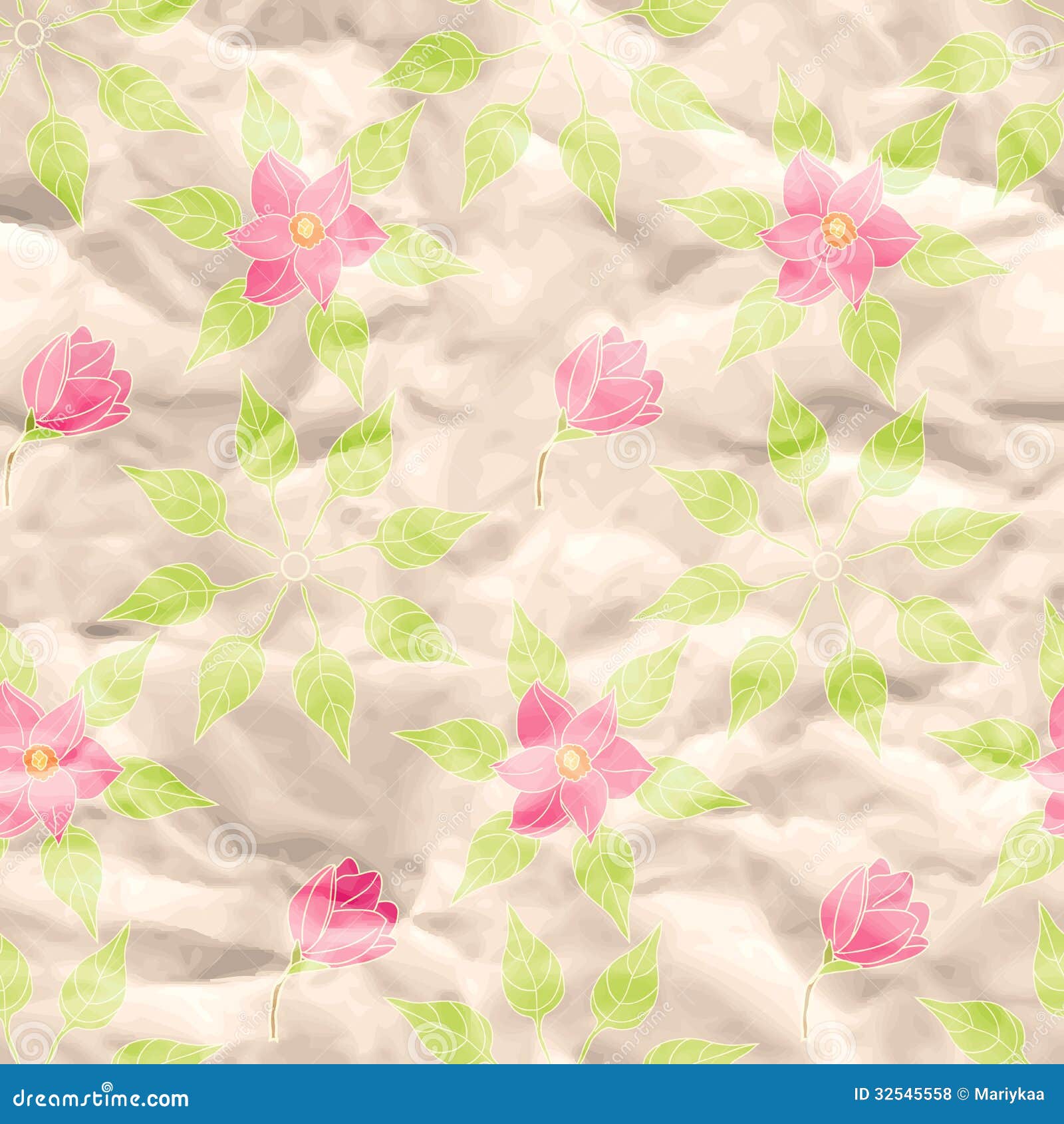 Vector Craft Paper with Floral Pattern Stock Vector - Illustration of ...
