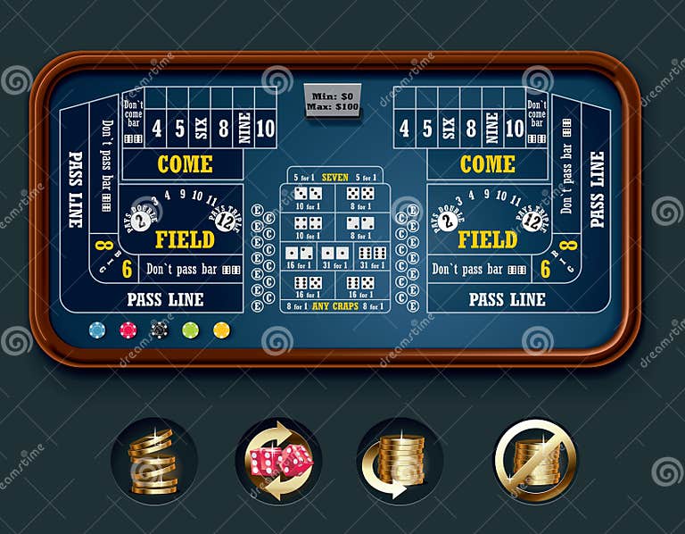 Vector Craps Table Layout (big) Stock Vector - Illustration of wager ...
