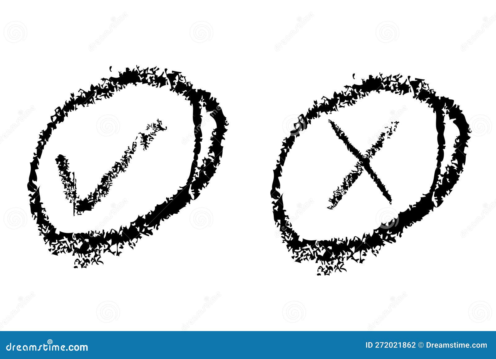Vector Crayon Sketch True False Symbol, Isolated on White Stock ...