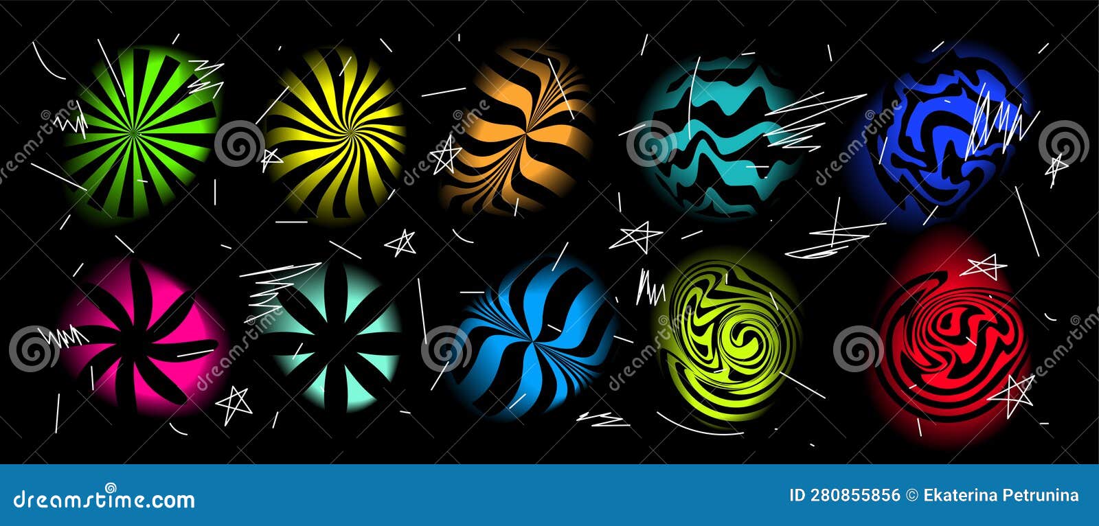 Vector Crazy Abstract Psychedelic Collage. Bright Shiny Cosmic Banner ...