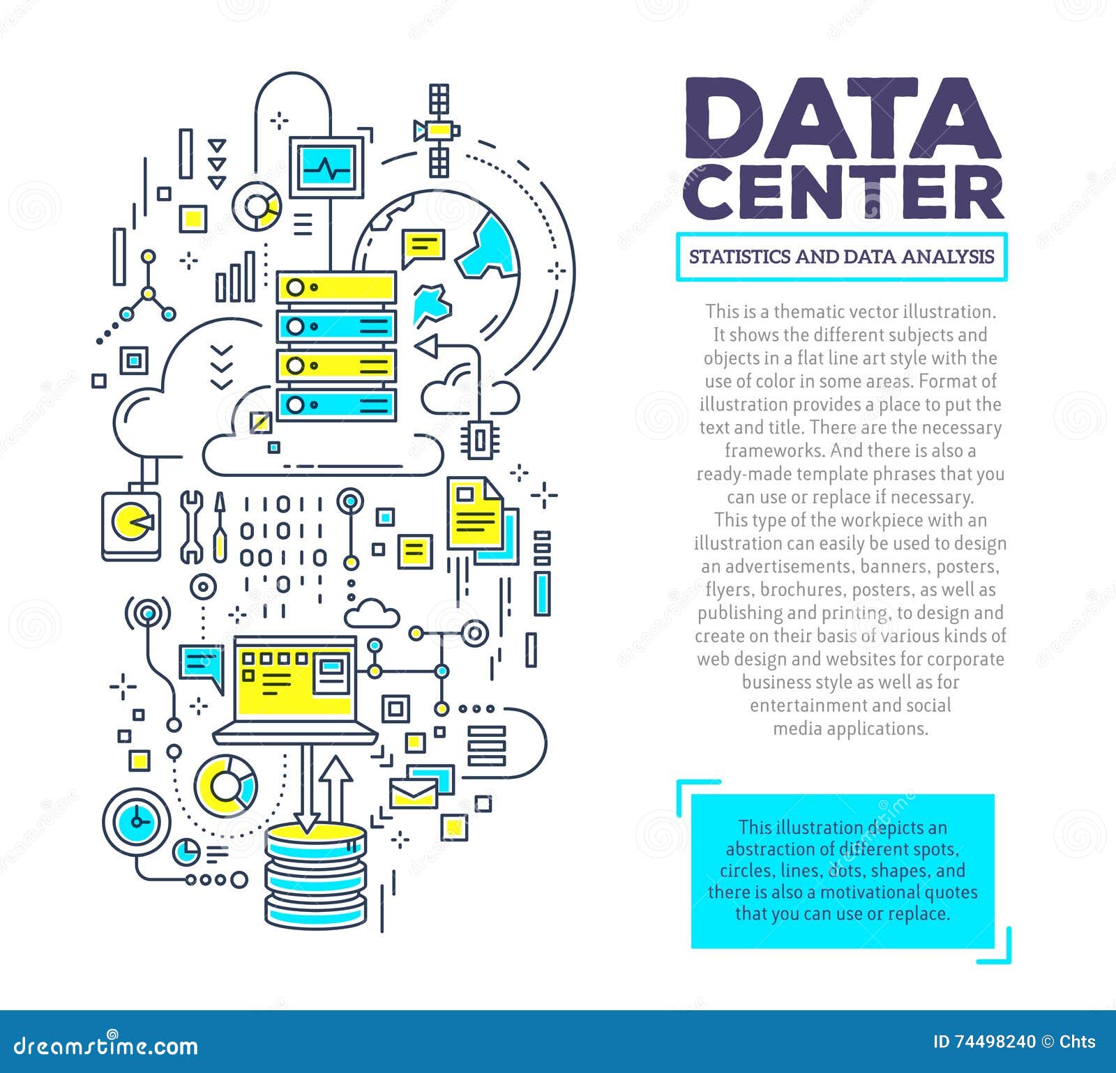 Vector Creative Concept Illustration of Data Center with Header Stock ...