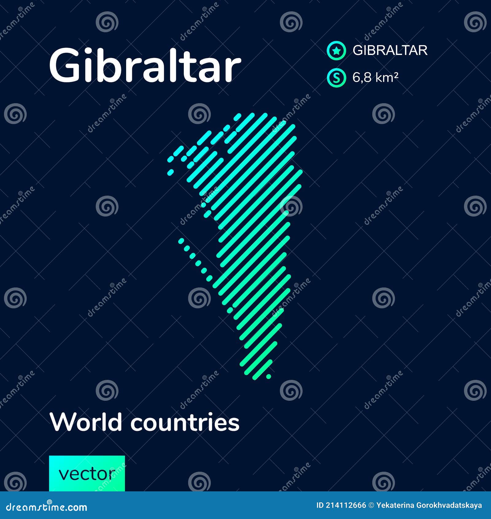 Vector Creative Digital Neon Flat Line Art Abstract Simple Map of ...