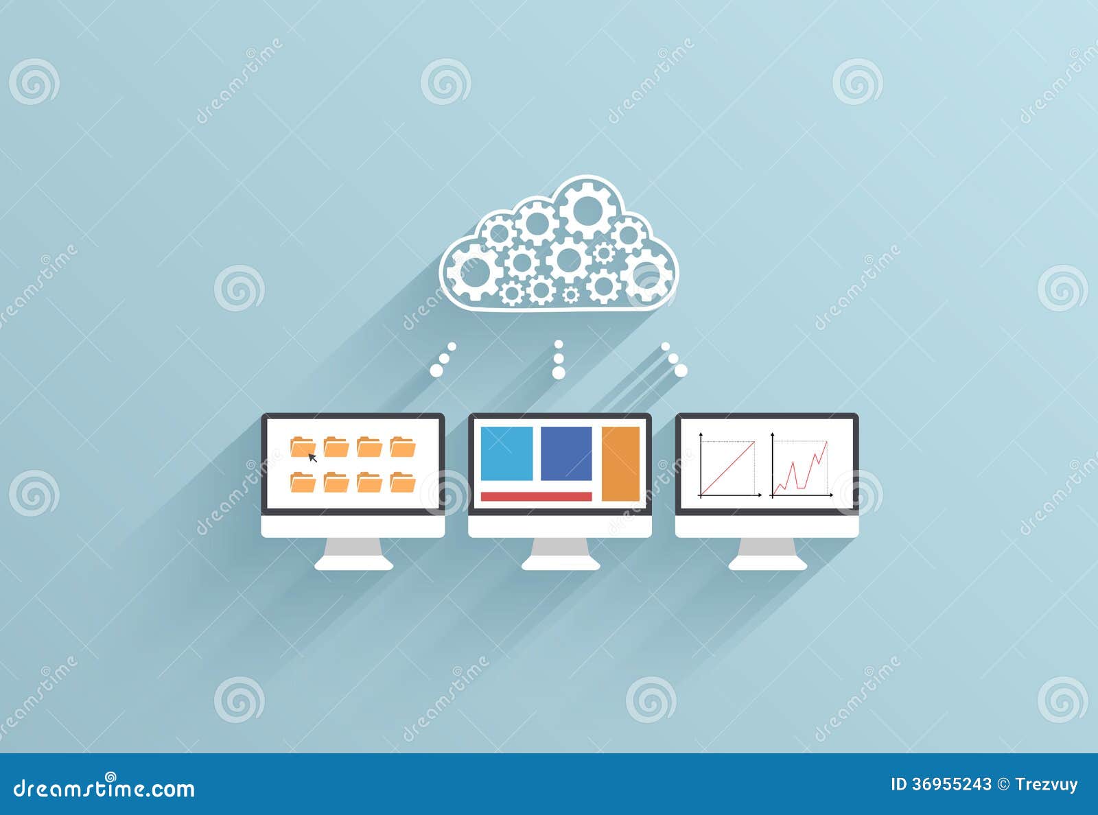 Vector Creative Flat Ui Icon on Blue Background. Stock Vector ...