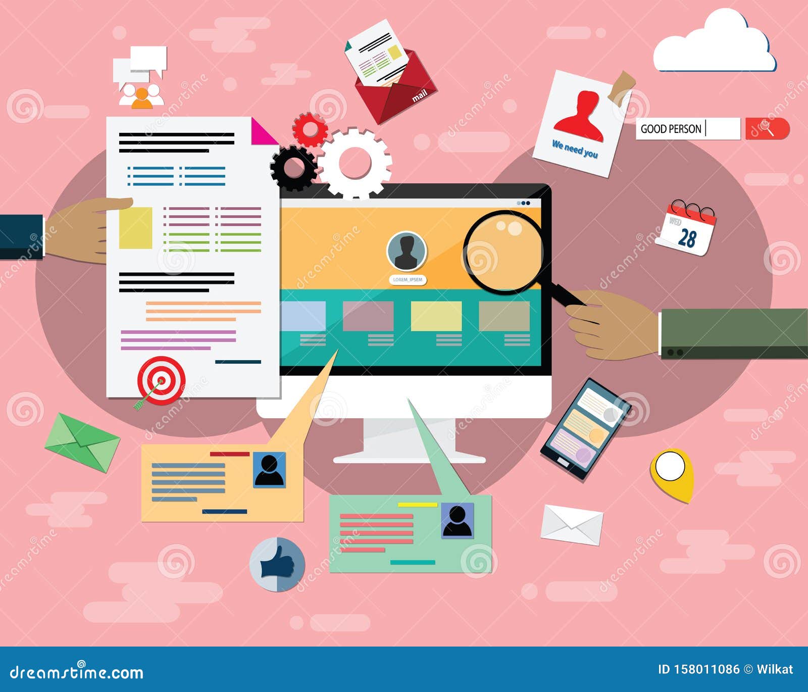 Vector Creative of Hiring Person by Mobile Application and Online ...