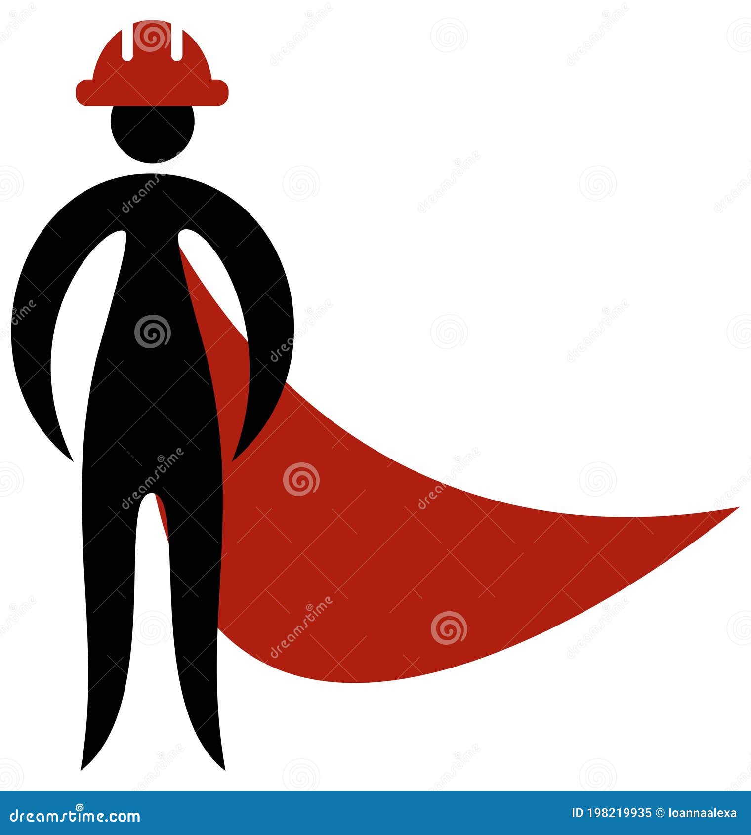 Vector Creative Icon of the Superhero in Construction Helmet and Cloak ...