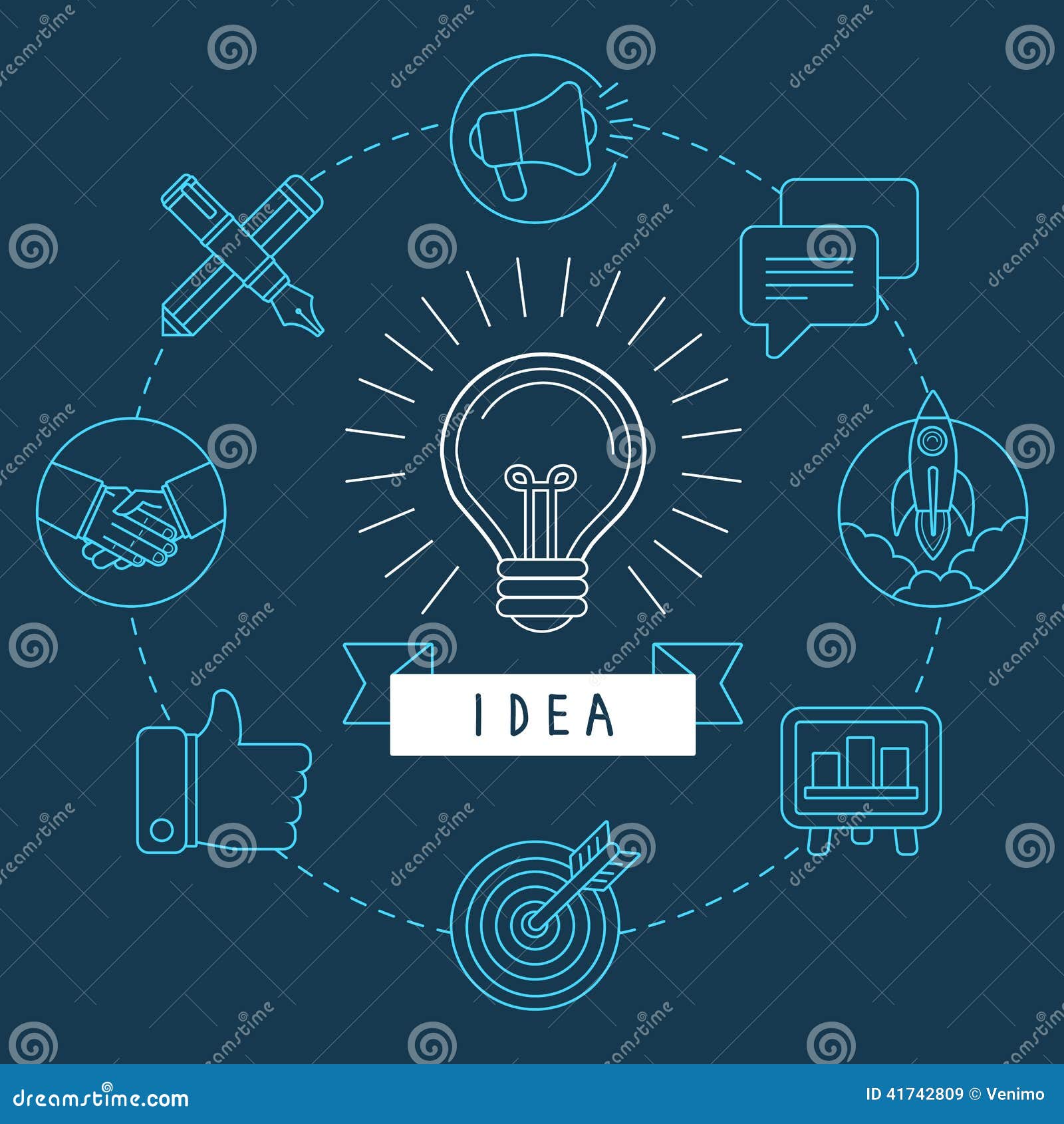 Vector Creative Idea Concept in Outline Style Stock Vector ...