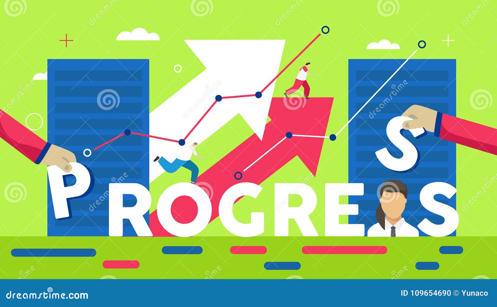 Vector Creative Illustration of Business Progress Word Lettering ...