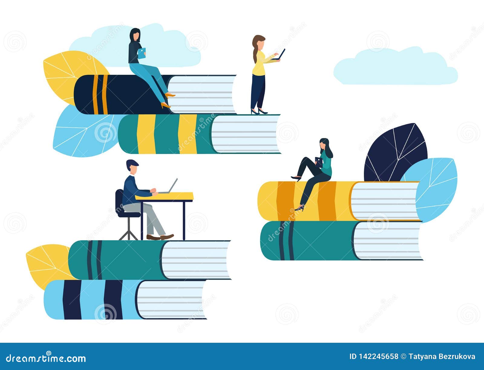 Vector Creative Illustration of Distance Learning, Online Learning ...