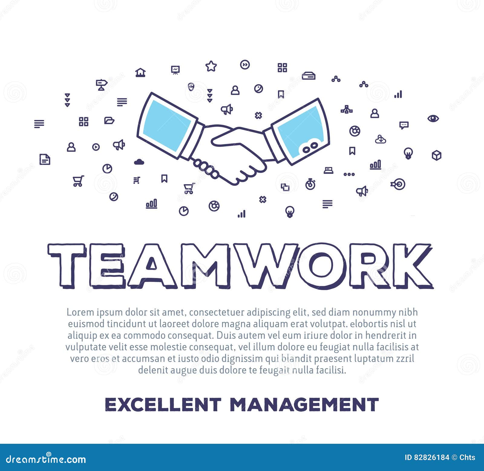 Vector Creative Illustration of Handshake with Word Typography a Stock ...