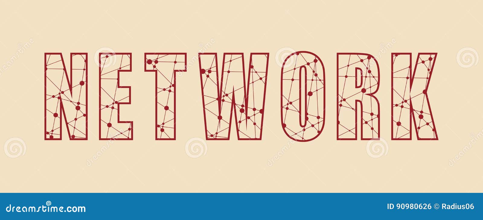 Vector Creative Illustration of Network Word Lettering. Stock Vector ...