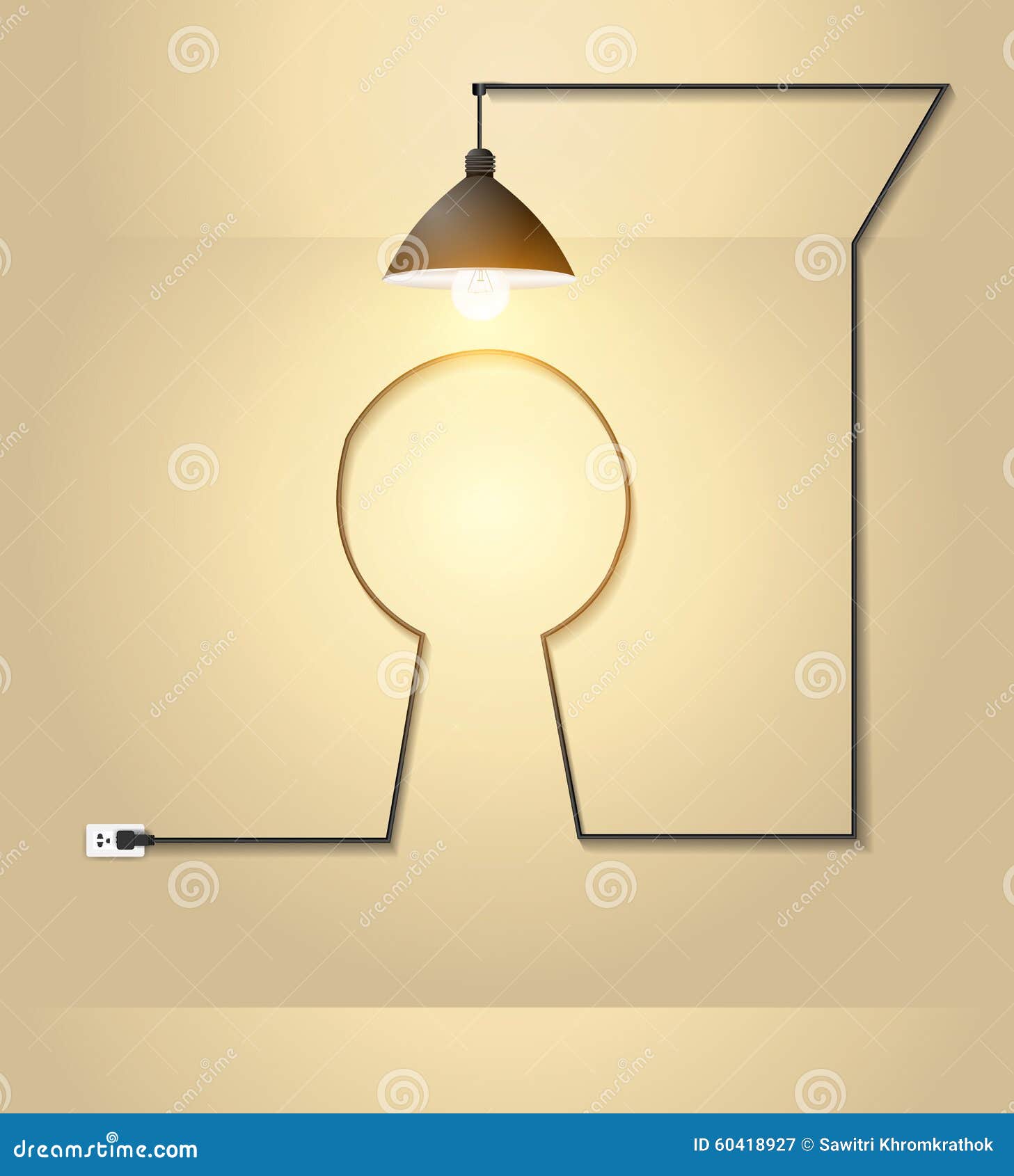 Vector Creative Keyhole with Light Bulb Idea Concept on Wall Room Stock ...
