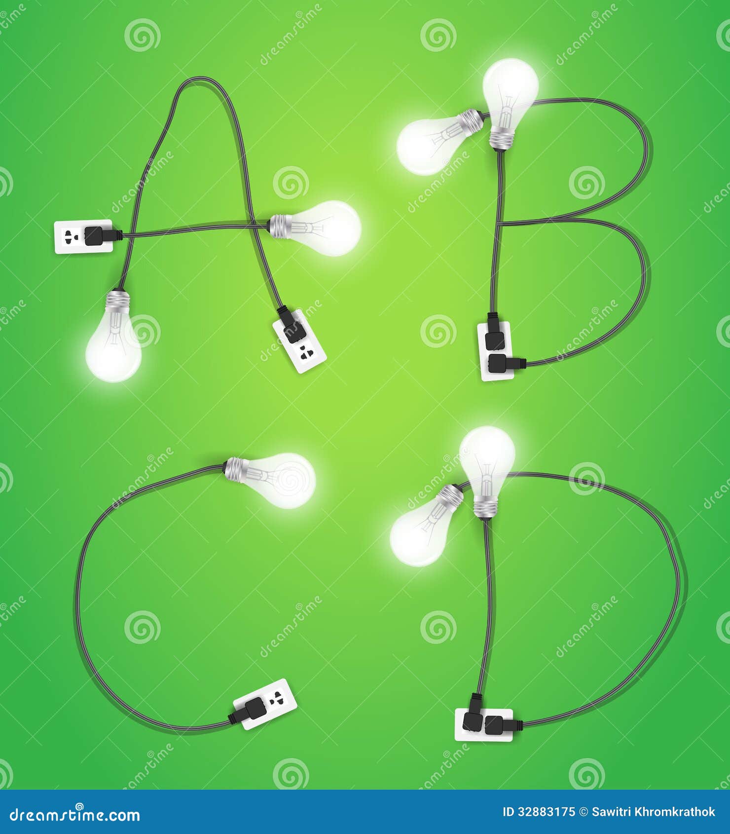 Vector Creative Light Bulb Idea Alphabet Design Stock Vector ...