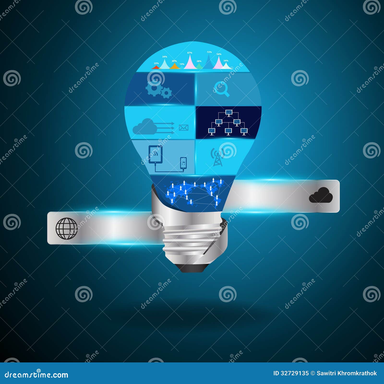 Vector Creative Light Bulb Idea with Modern Techno Stock Vector ...