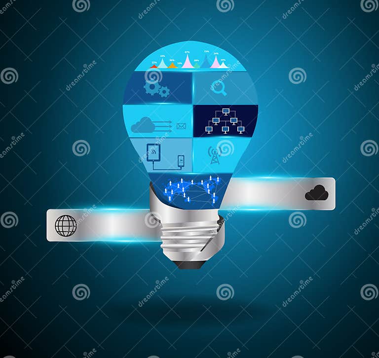 Vector Creative Light Bulb Idea with Modern Techno Stock Vector ...