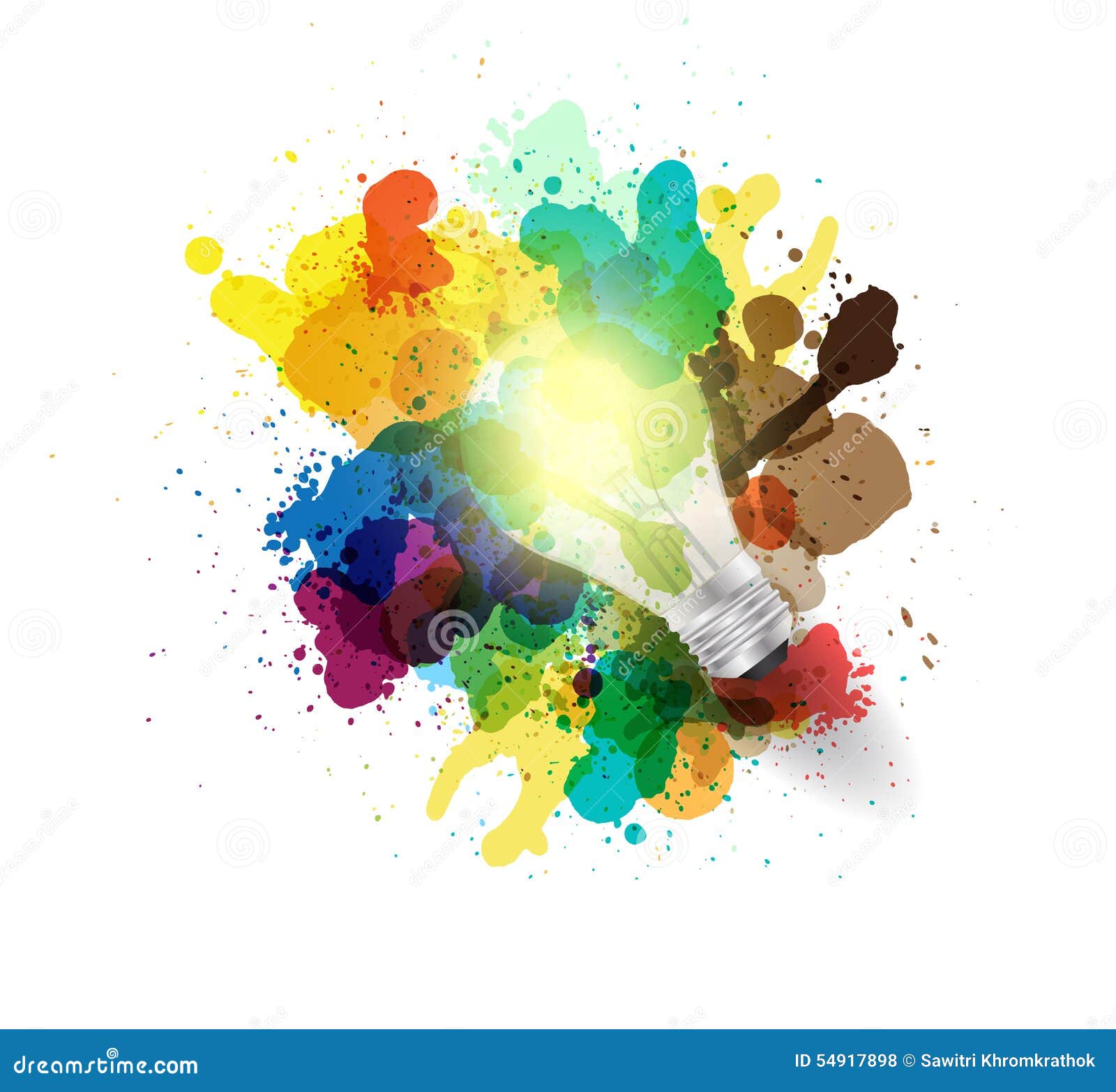 Vector Creative Light Bulb Idea with Watercolor Splatter Stock Vector ...
