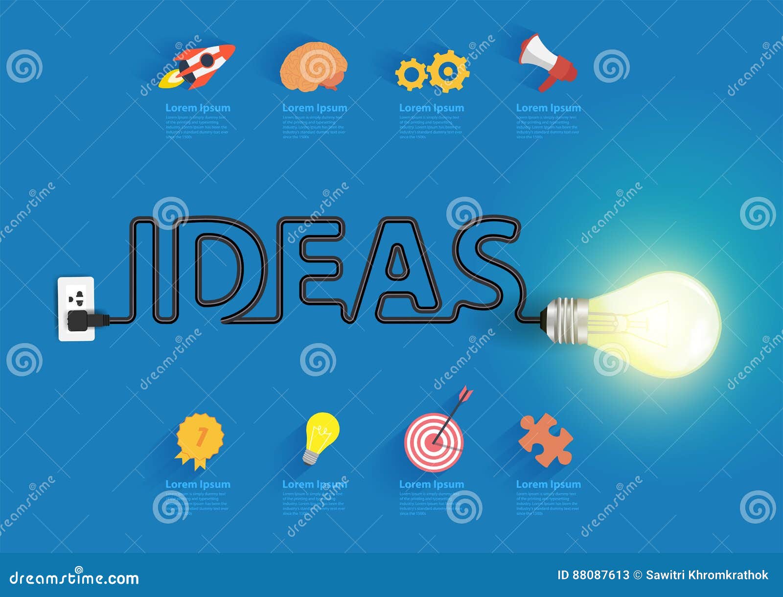 Vector Creative Light Bulb Ideas Stock Vector - Illustration of bulb ...
