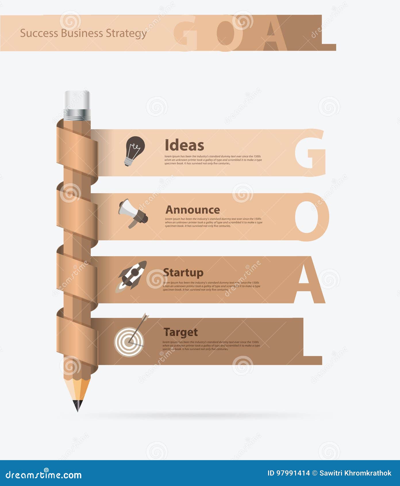 Vector Creative Pencil Design with Goals Ideas Concept Stock Vector ...