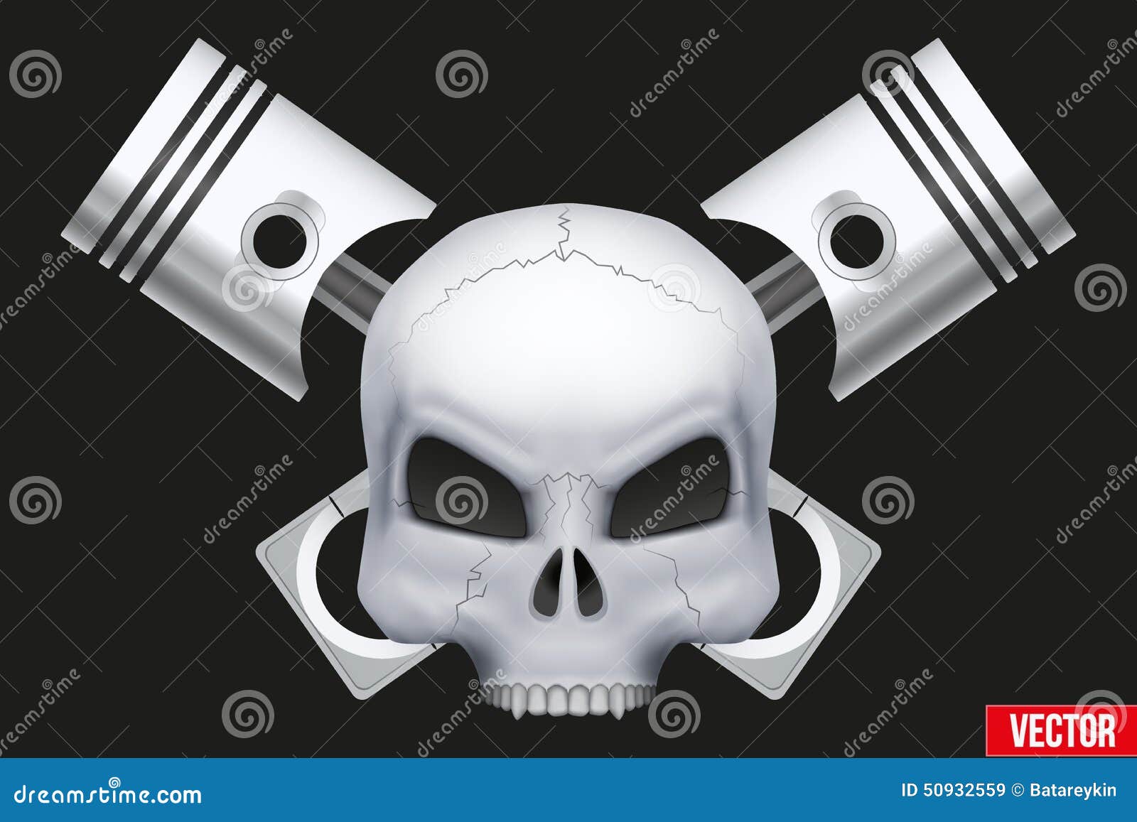 Vector Creative Symbol Human Skull with Engine Stock Vector ...