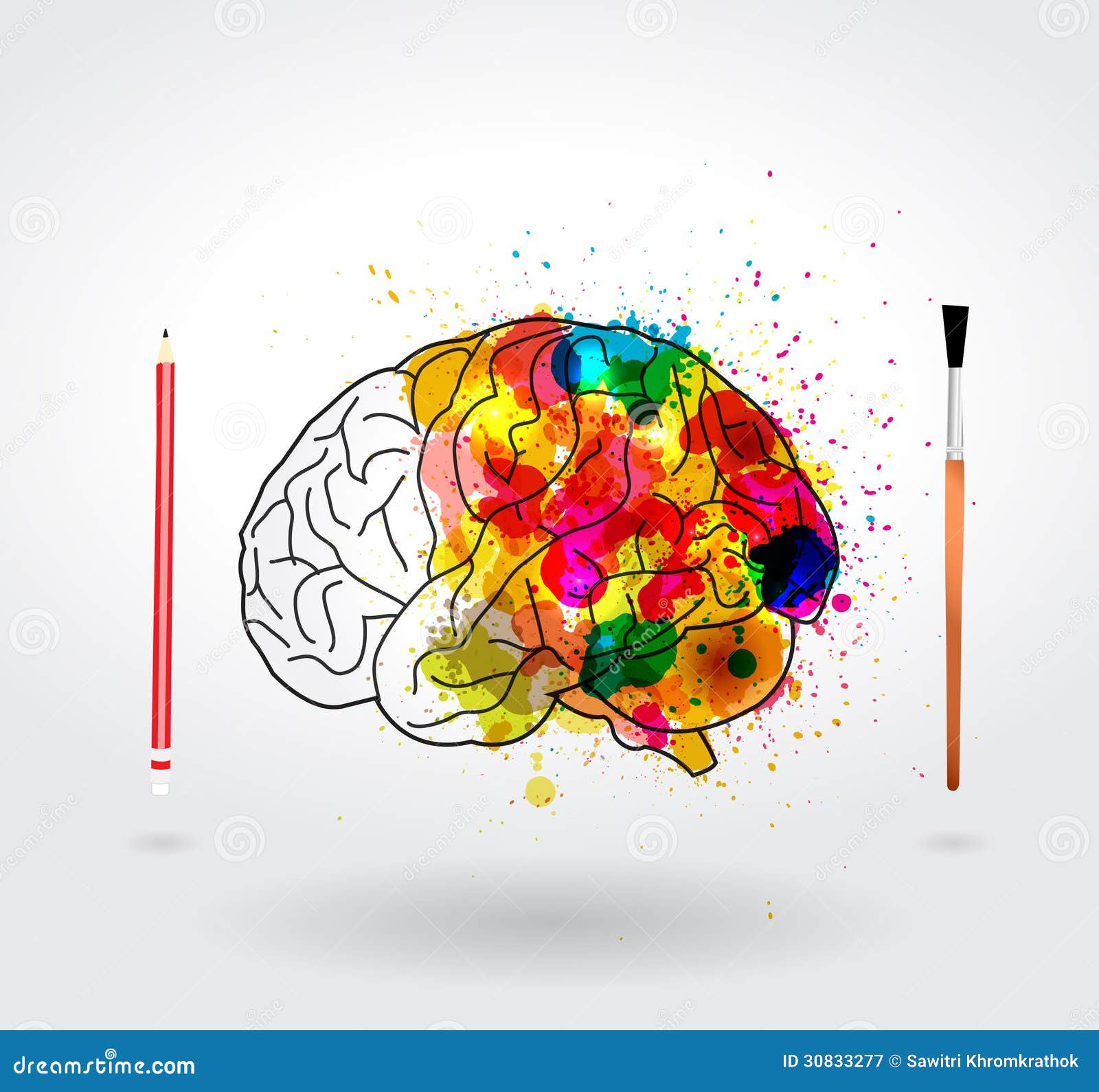 Vector creativity brain stock vector. Illustration of drawing - 30833277