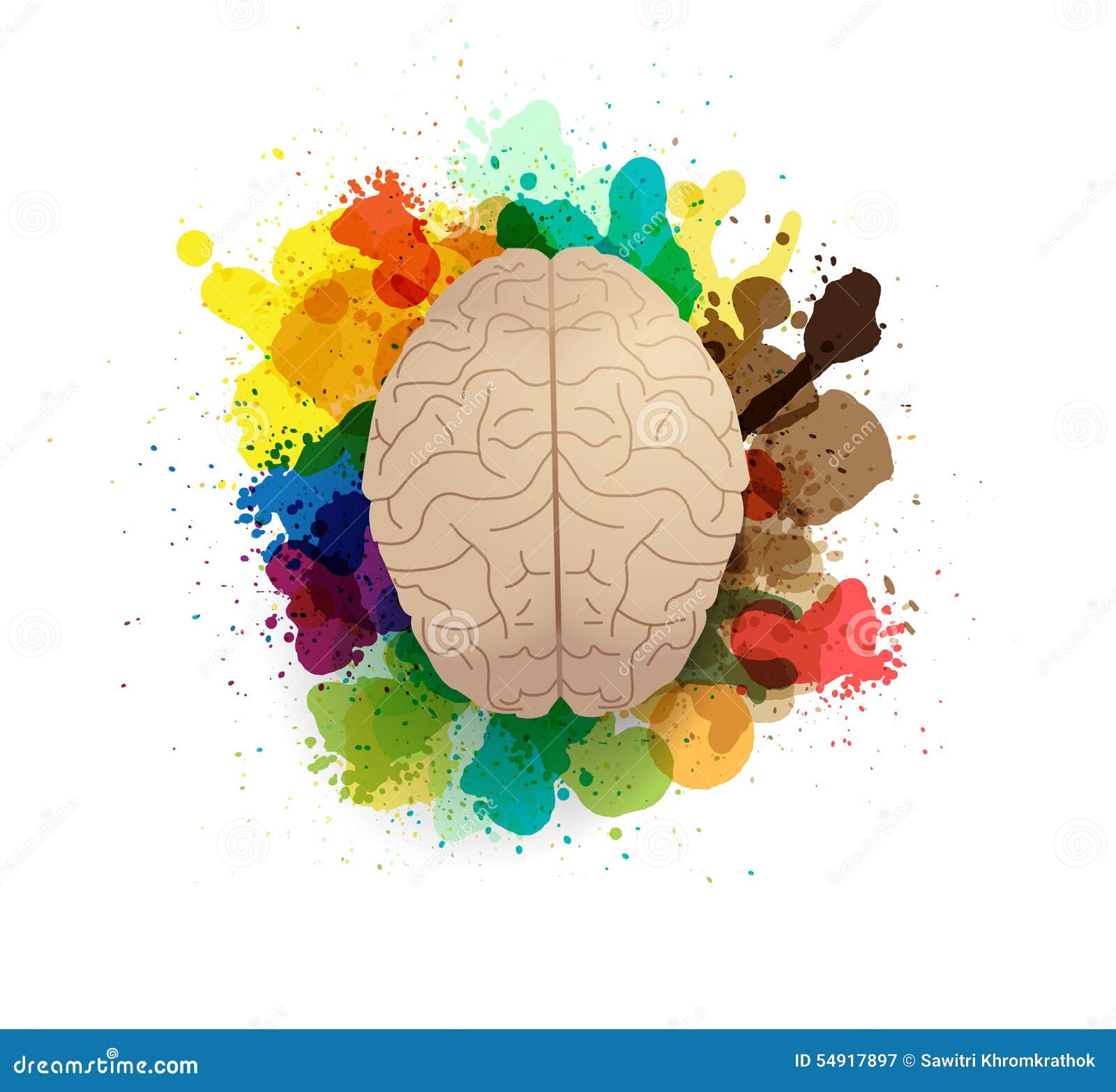 Vector Creativity Brain with Watercolor Splatter Stock Vector ...