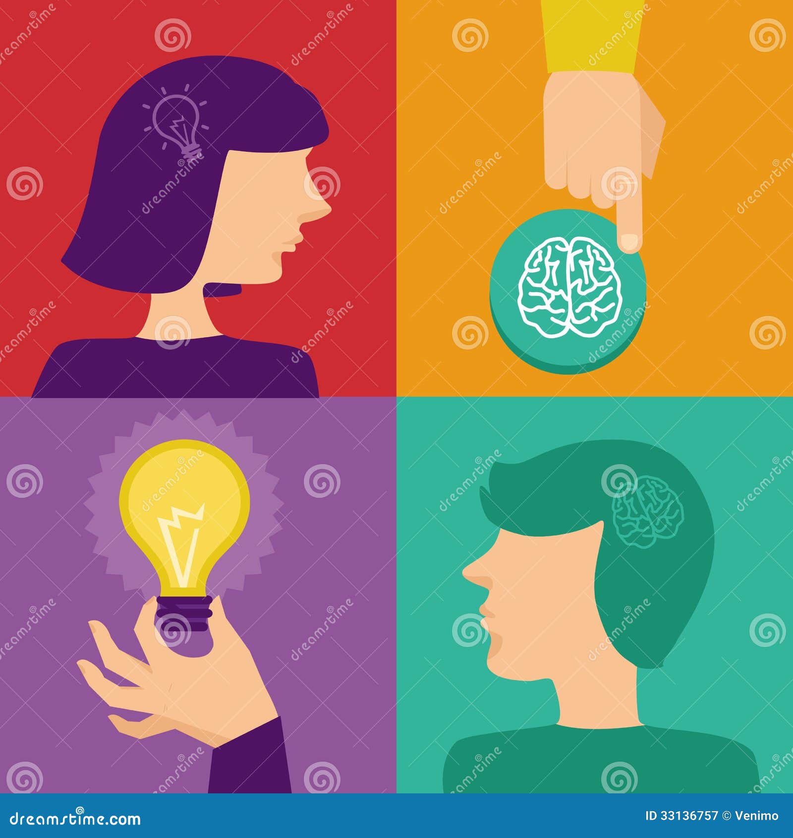 Vector Creativity and Brainstorming Concept Stock Vector - Illustration ...