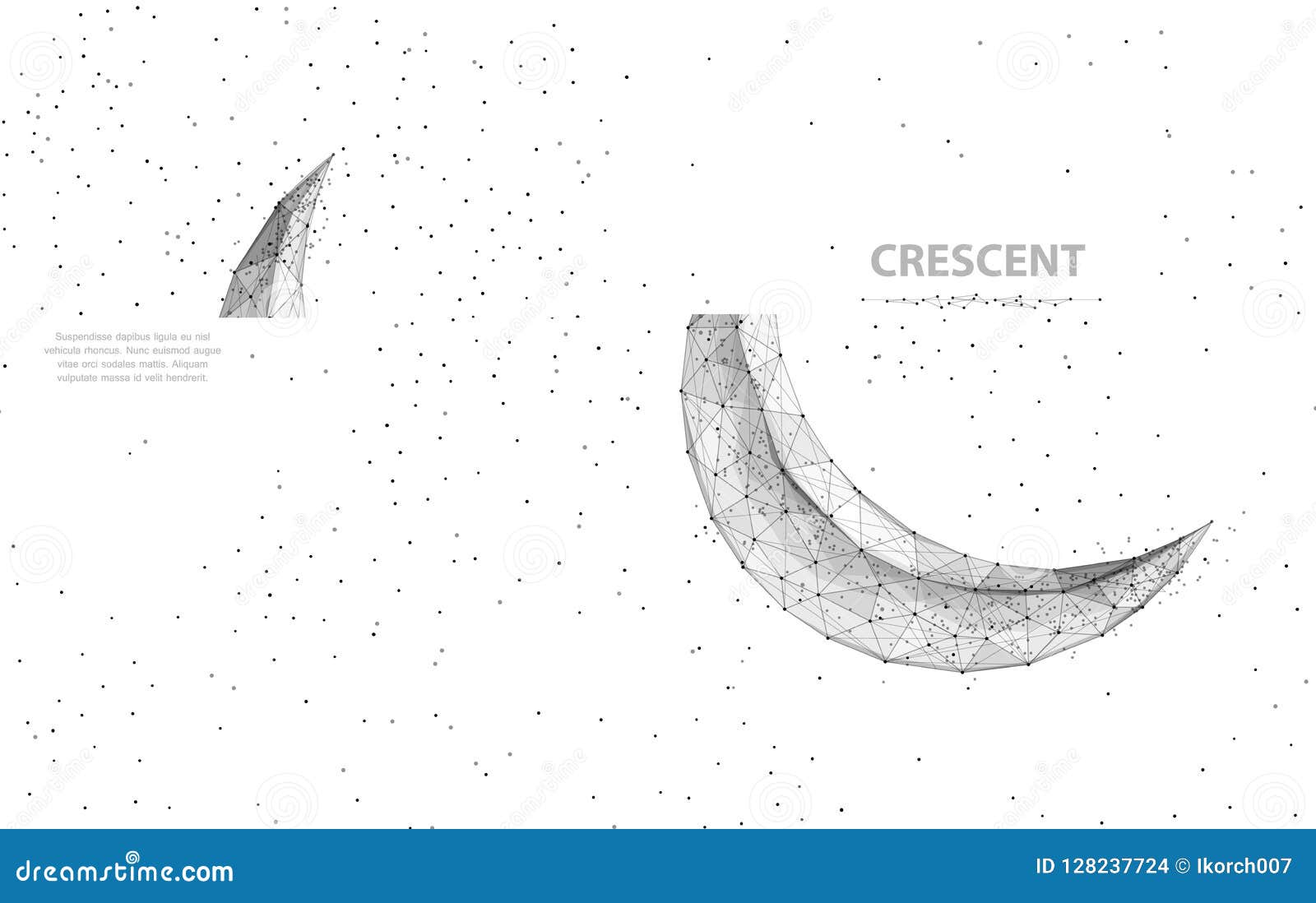 Vector Crescent Moon. Abstract Polygonal Wireframe Moon Illustration on ...