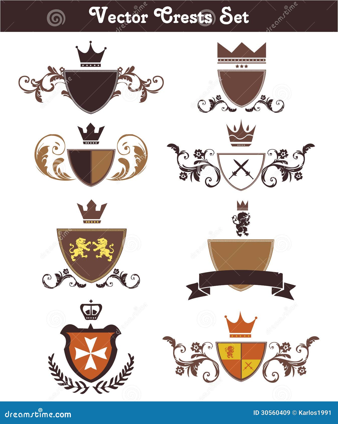 Vector Crests Set stock vector. Illustration of swords - 30560409
