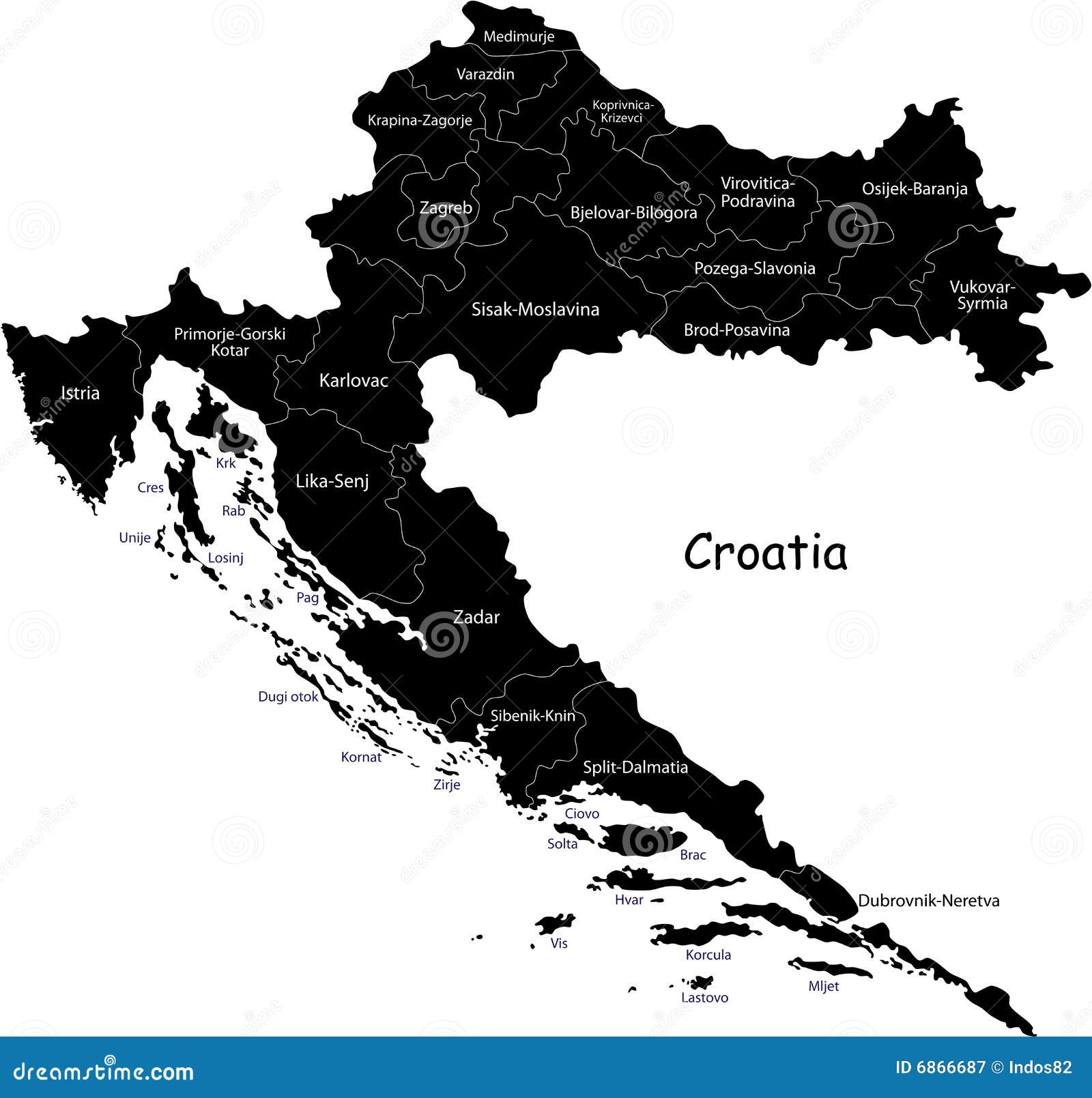 Vector Croatia map stock vector. Illustration of cartography - 6866687