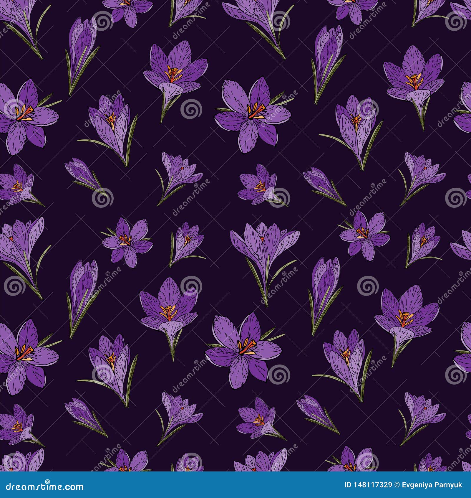 Vector card with crocuses stock vector. Illustration of multicolor ...