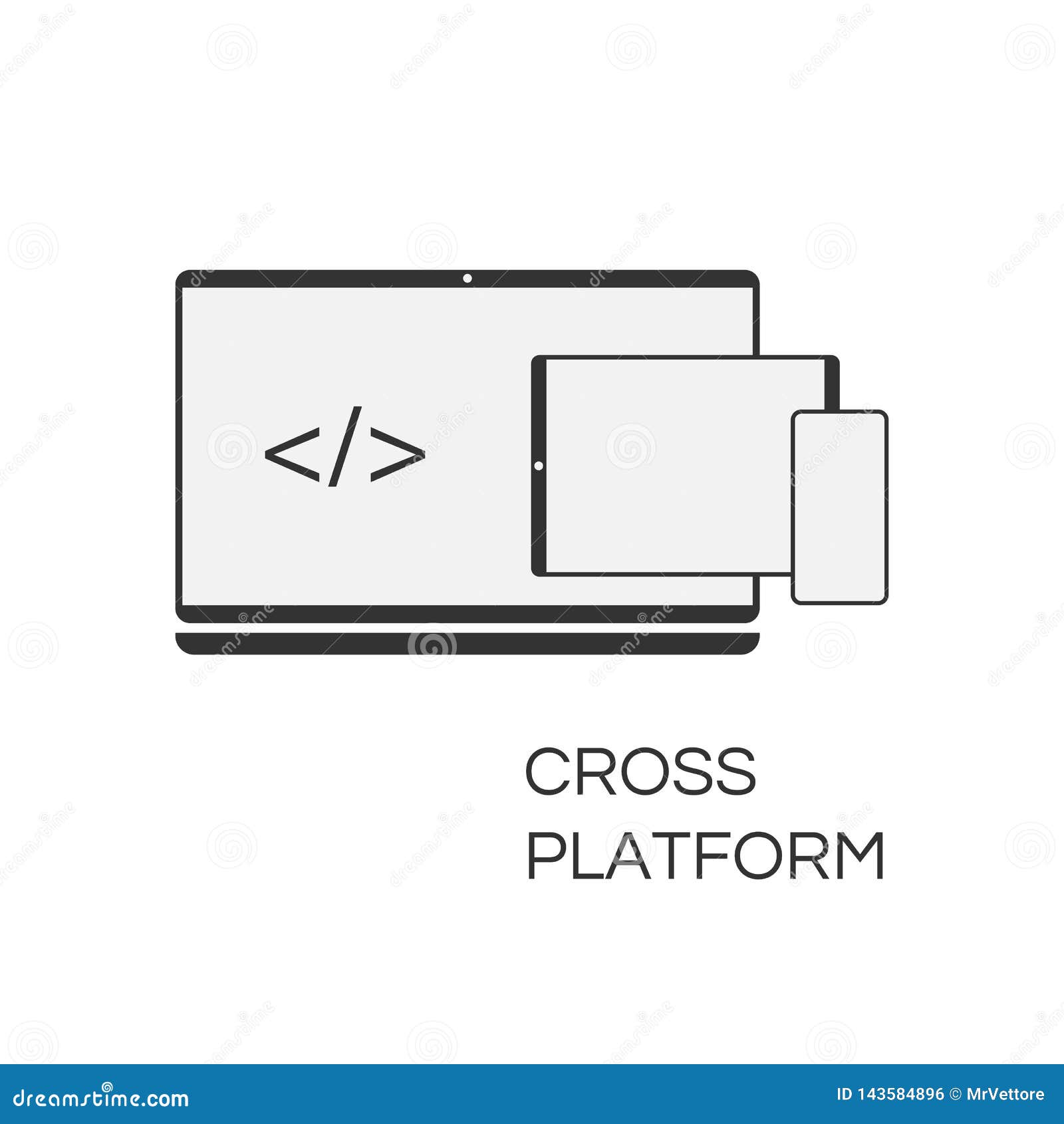 Vector Cross Platform Icon Web Development and Coding. Simple Concept ...