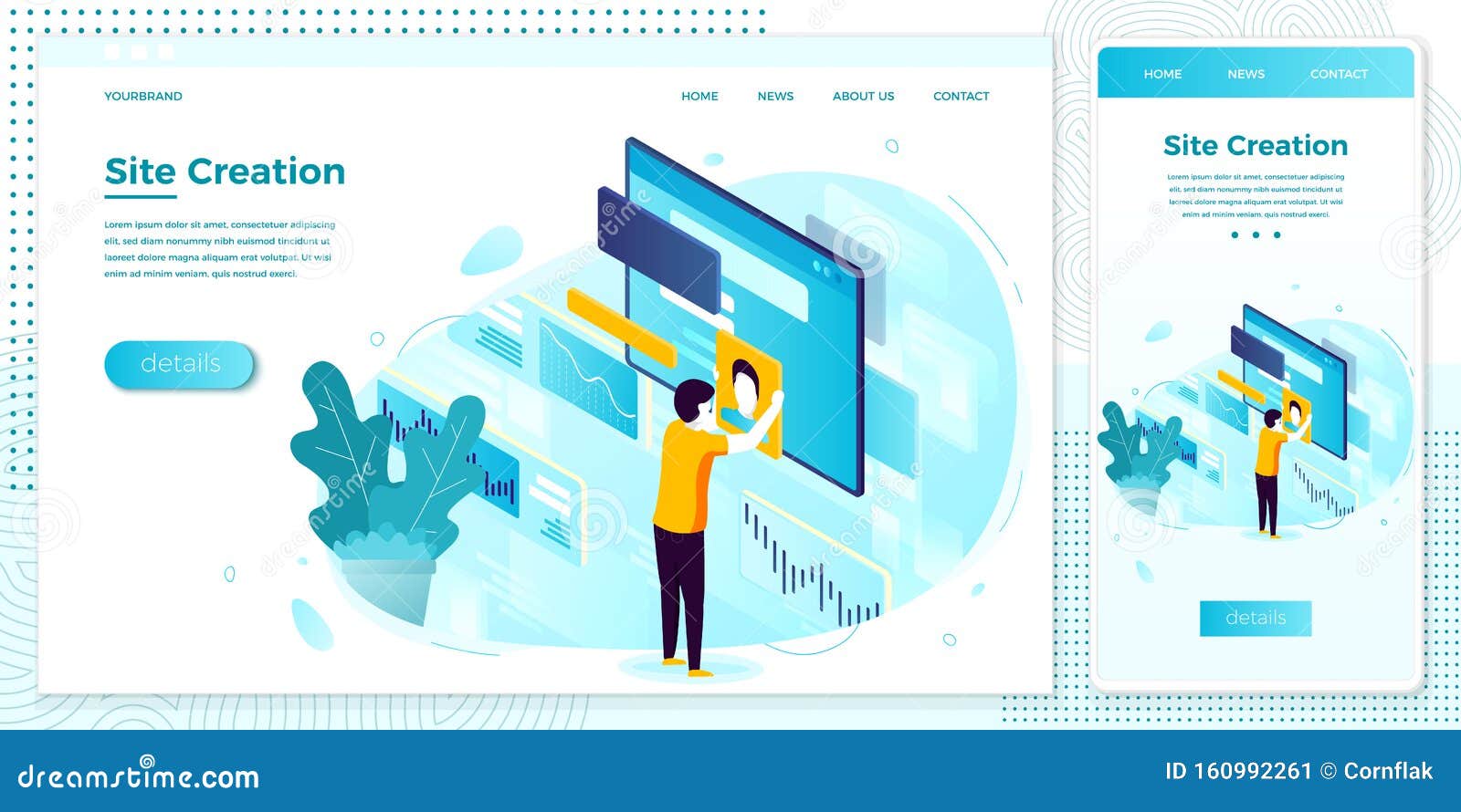 Vector Online Web Set Site Creation Process Stock Vector - Illustration of isolated, isometric ...