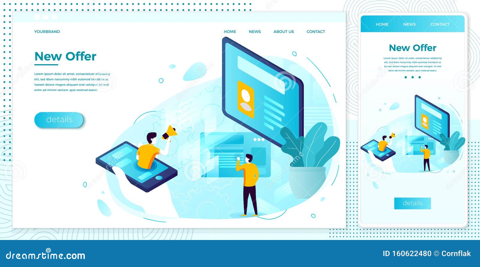 Vector Online Social Network Advertisement Web Set Stock Vector ...