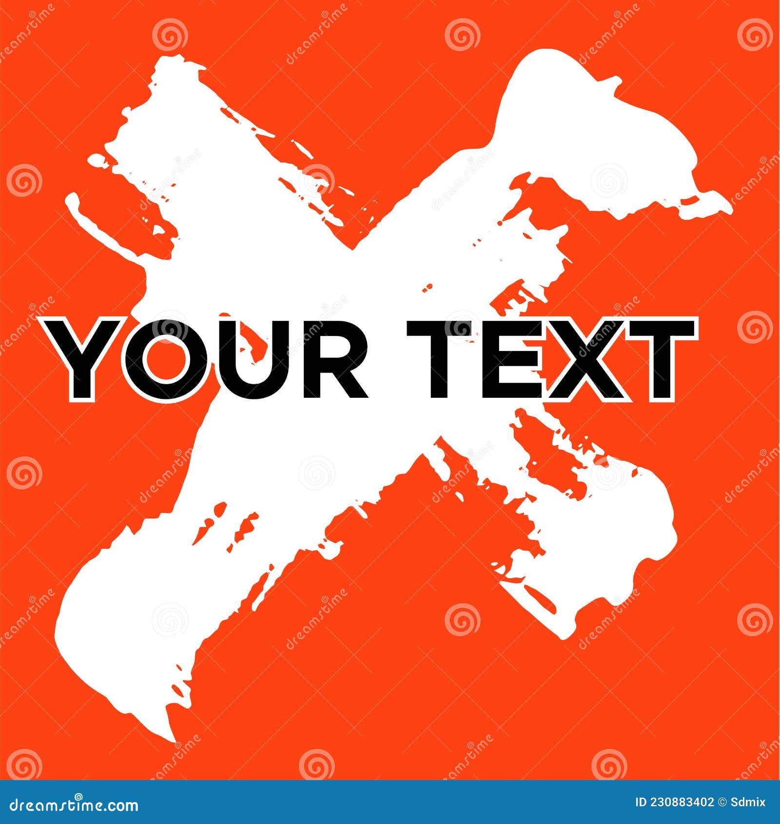 Vector Cross Shape on Orange. White Cross Stamp. Icon, Logo, Banner ...