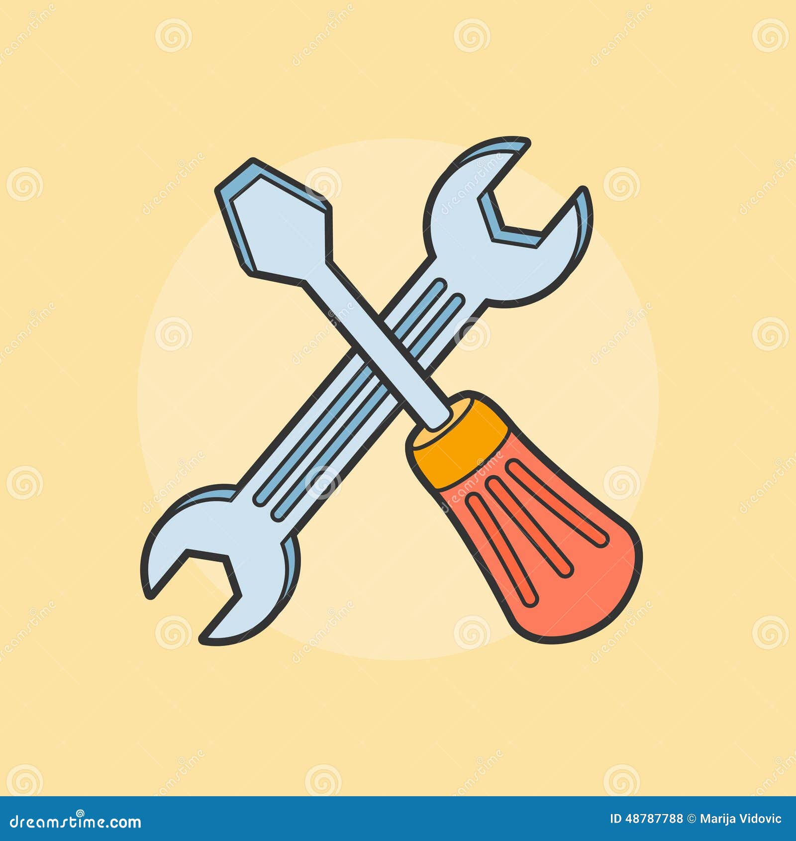 Vector Crossed Screwdriver and Wrench Stock Vector - Illustration of ...
