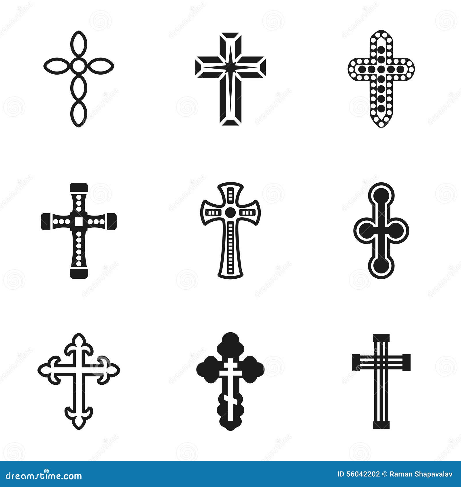 Vector Crosses icon set stock vector. Illustration of white - 56042202