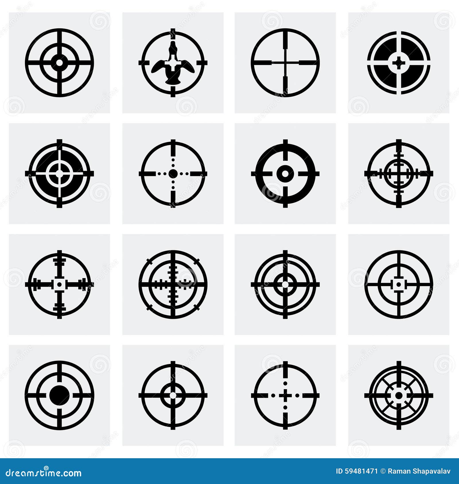 Crosshair Icon, Target Symbol. Pinpoint, Bullseye Sign. Concentric ...