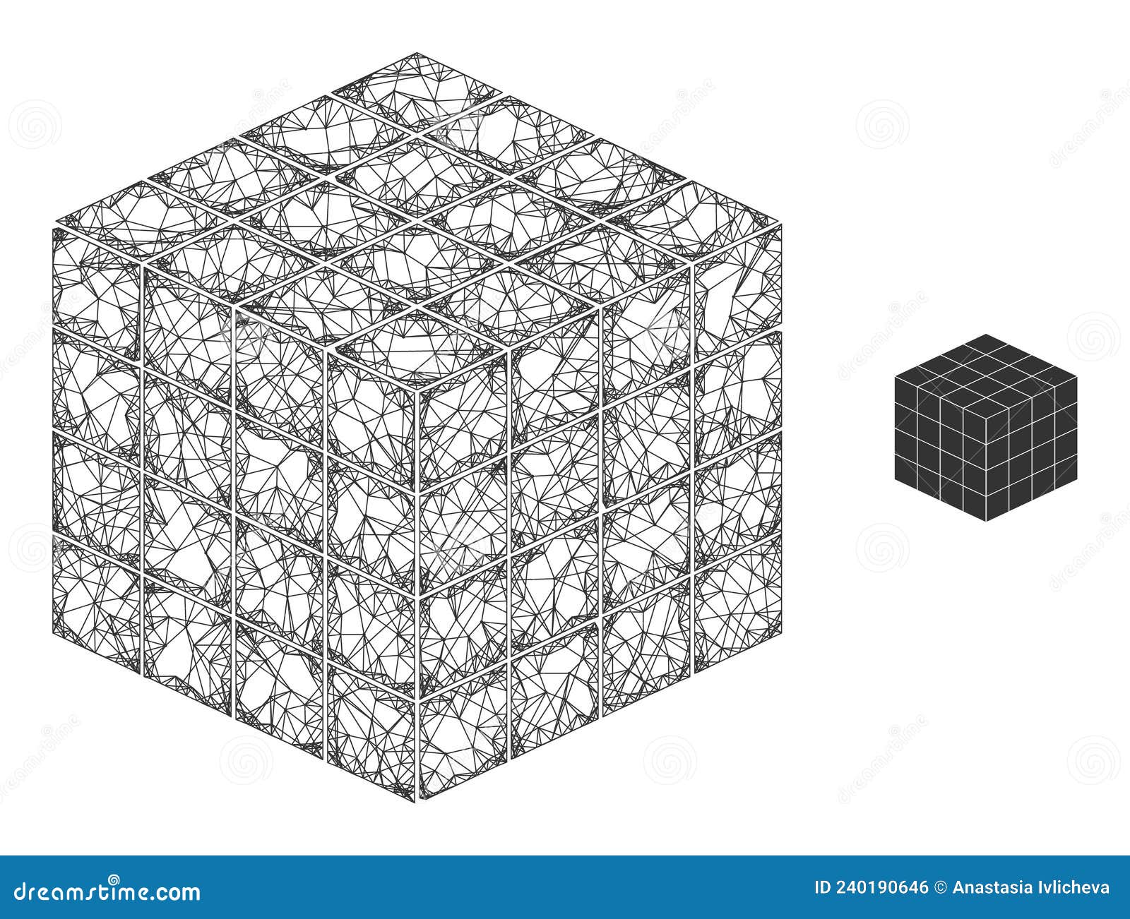 Network Mesh Isometric Cube Icon Stock Vector - Illustration of volume ...