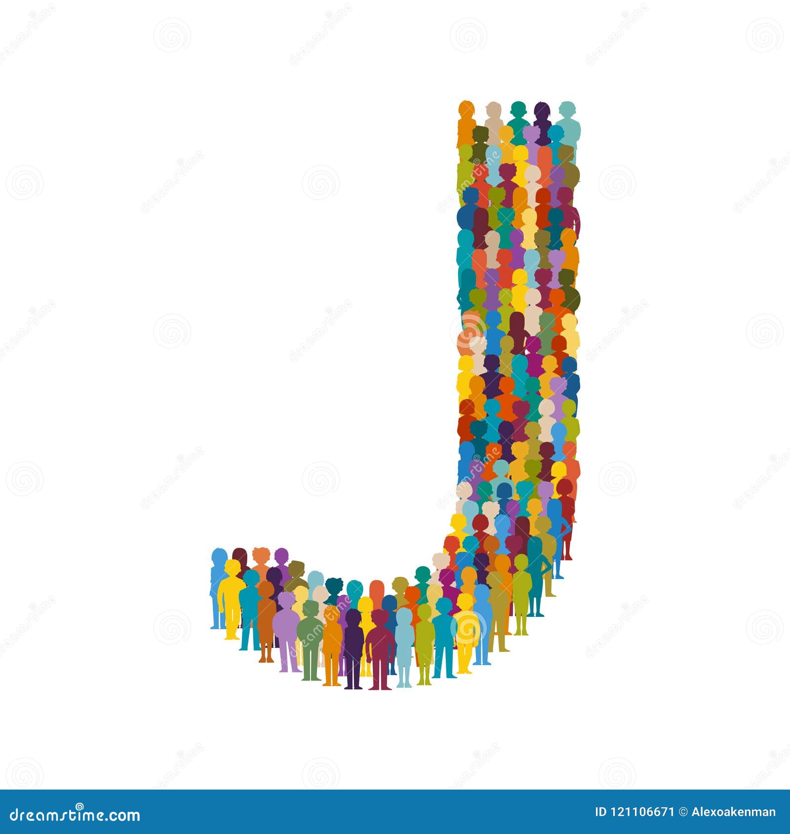 Vector Crowd of People in Form of Capital Letter J Flat Style Stock ...