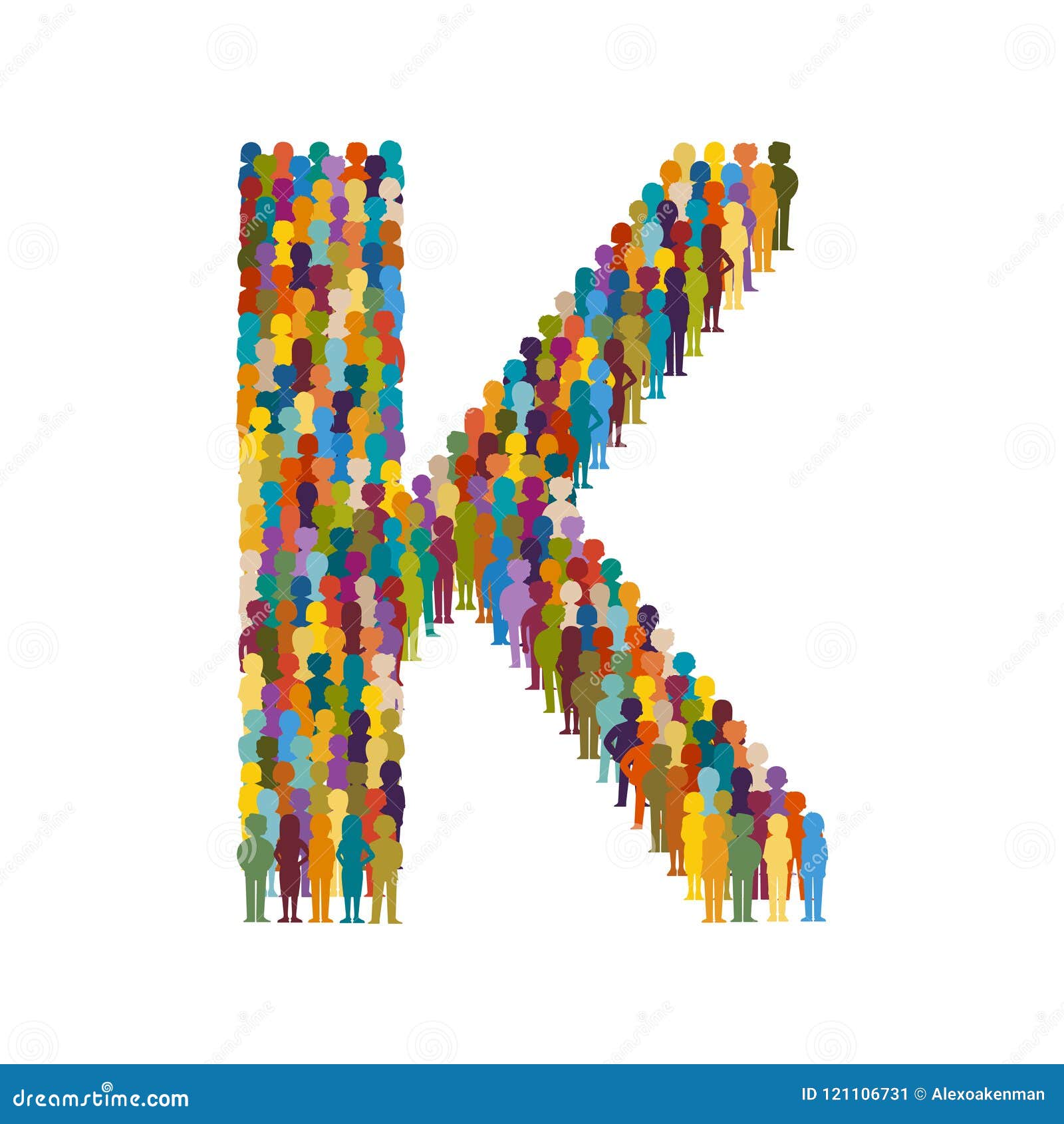 Vector Crowd of People in Form of Capital Letter K Flat Style Stock ...