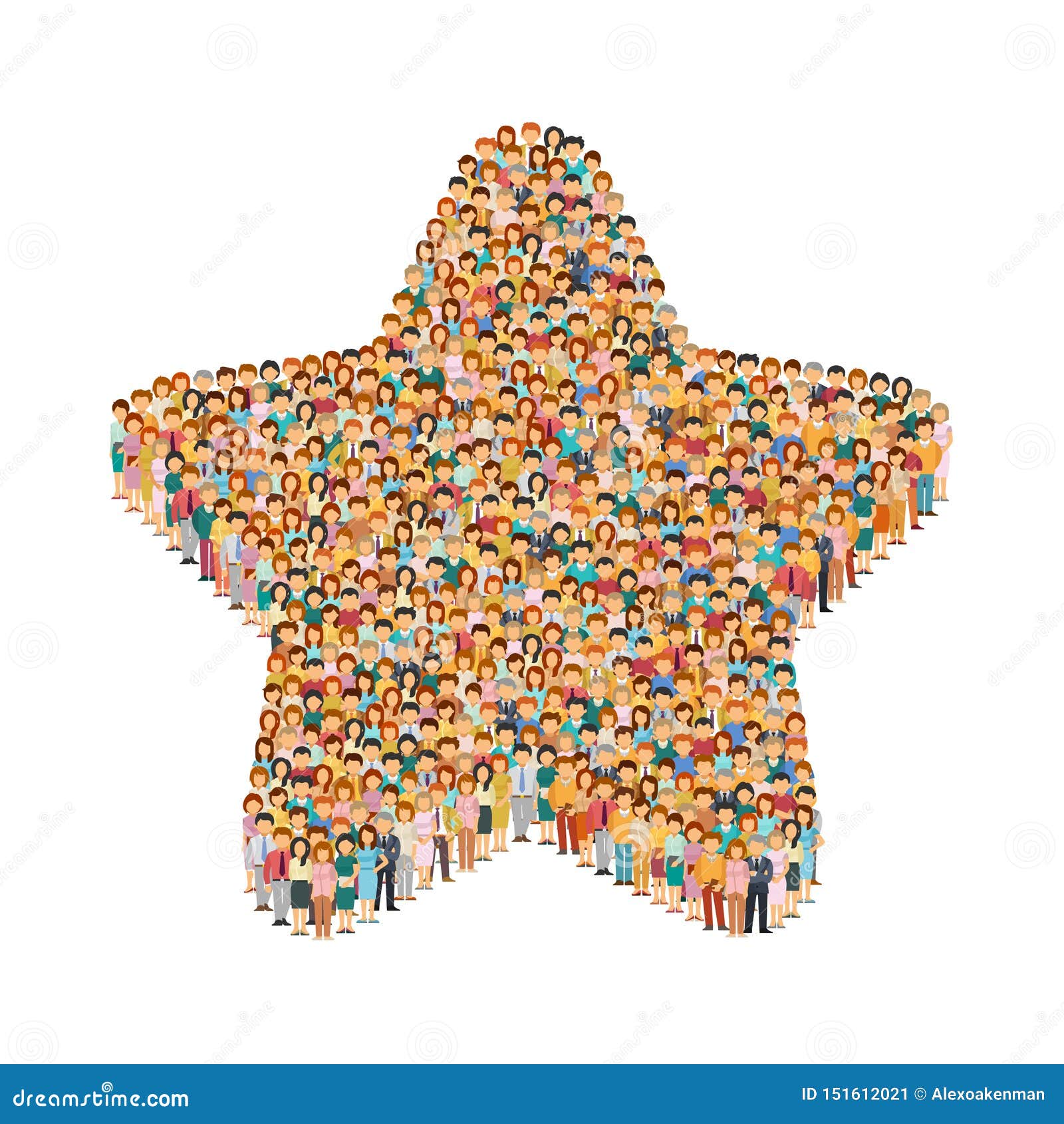 Vector Crowd of People Standing As Shape of Star Sign Stock ...