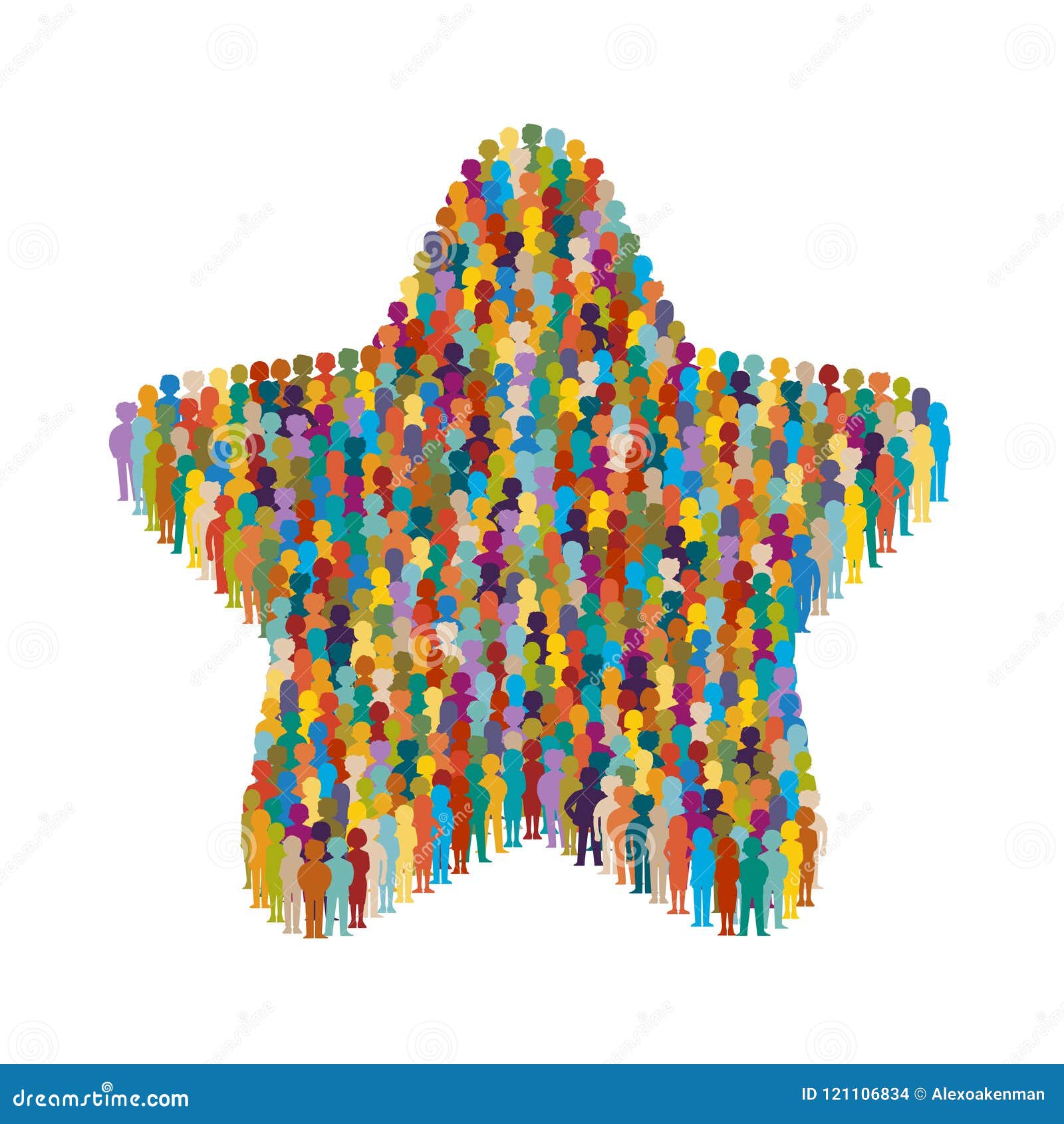 Vector Crowd of People Standing As Shape of Star Sign Stock Vector ...