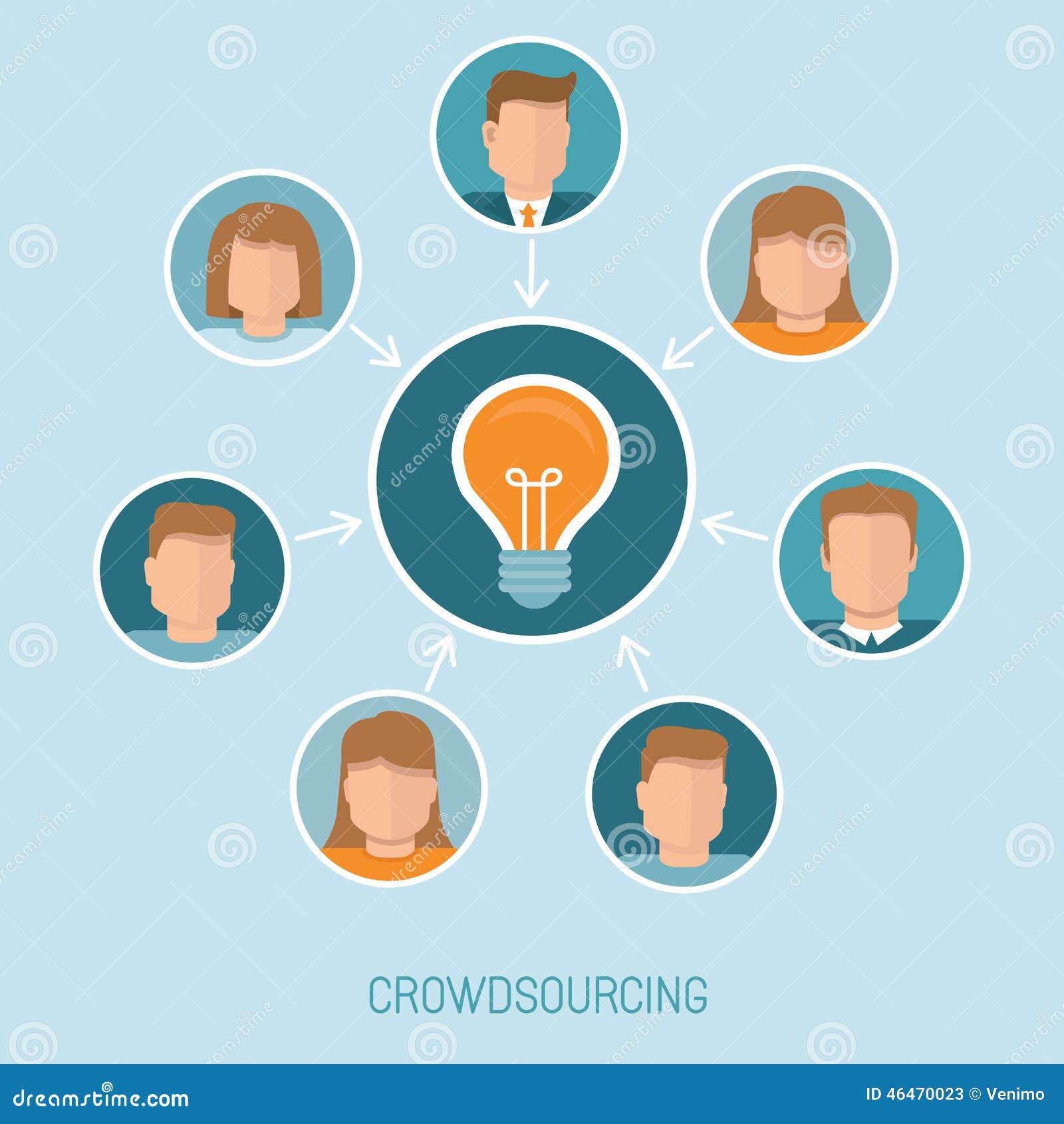 Vector Crowdsourcing Concept in Flat Style Stock Vector - Illustration ...