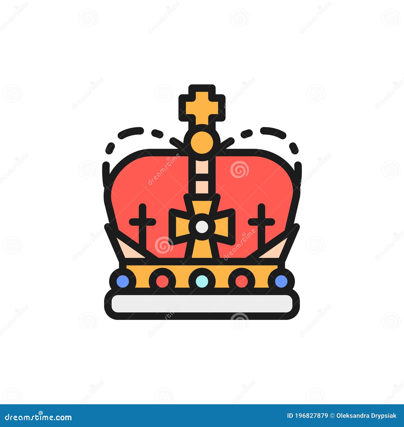 Crown Monarchy Royal Hierarchy King Queen Isolated Design Icon Vector