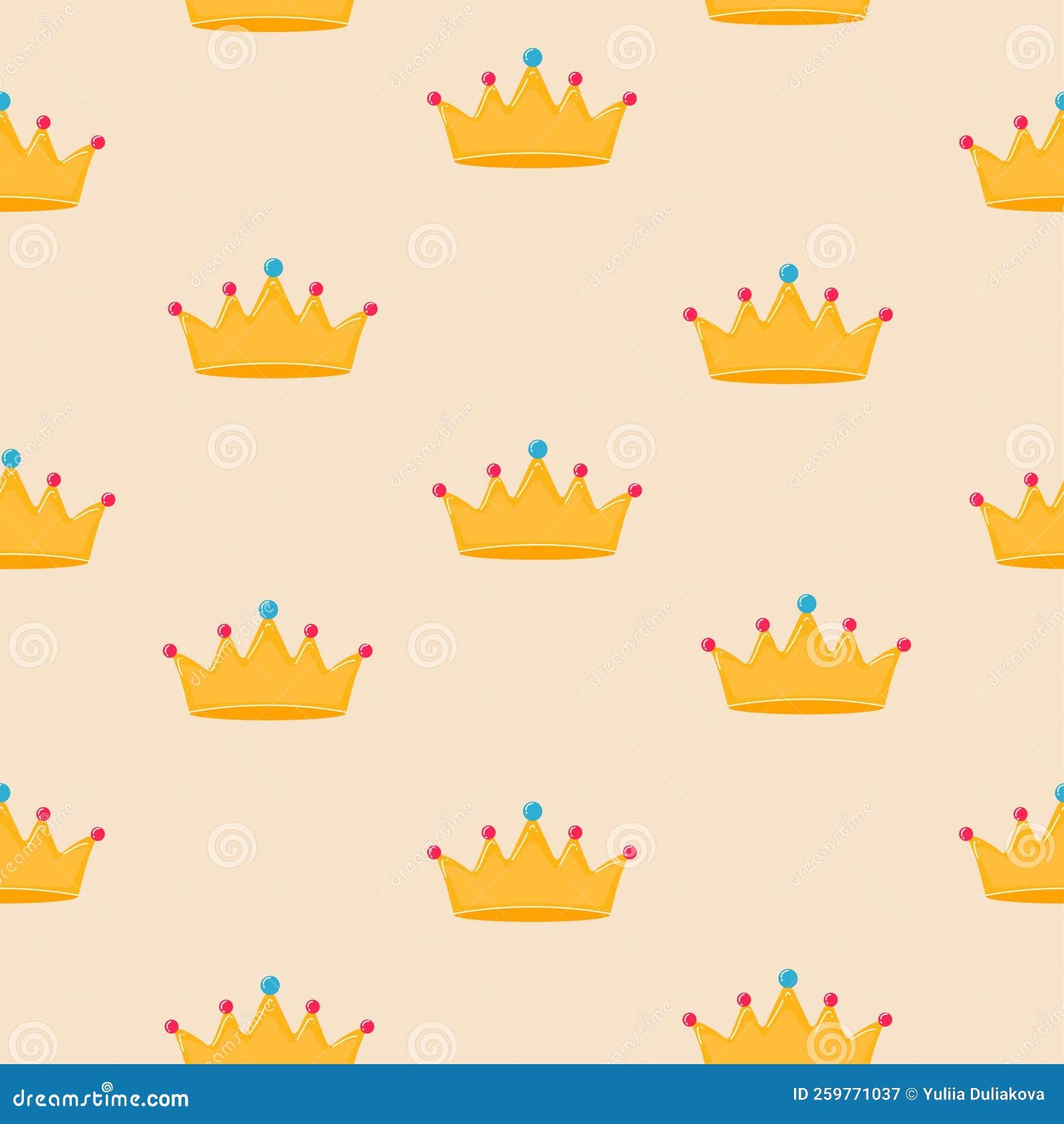 Vector Crown Seamless Pattern. for Fabric, Paper, Postcards ...