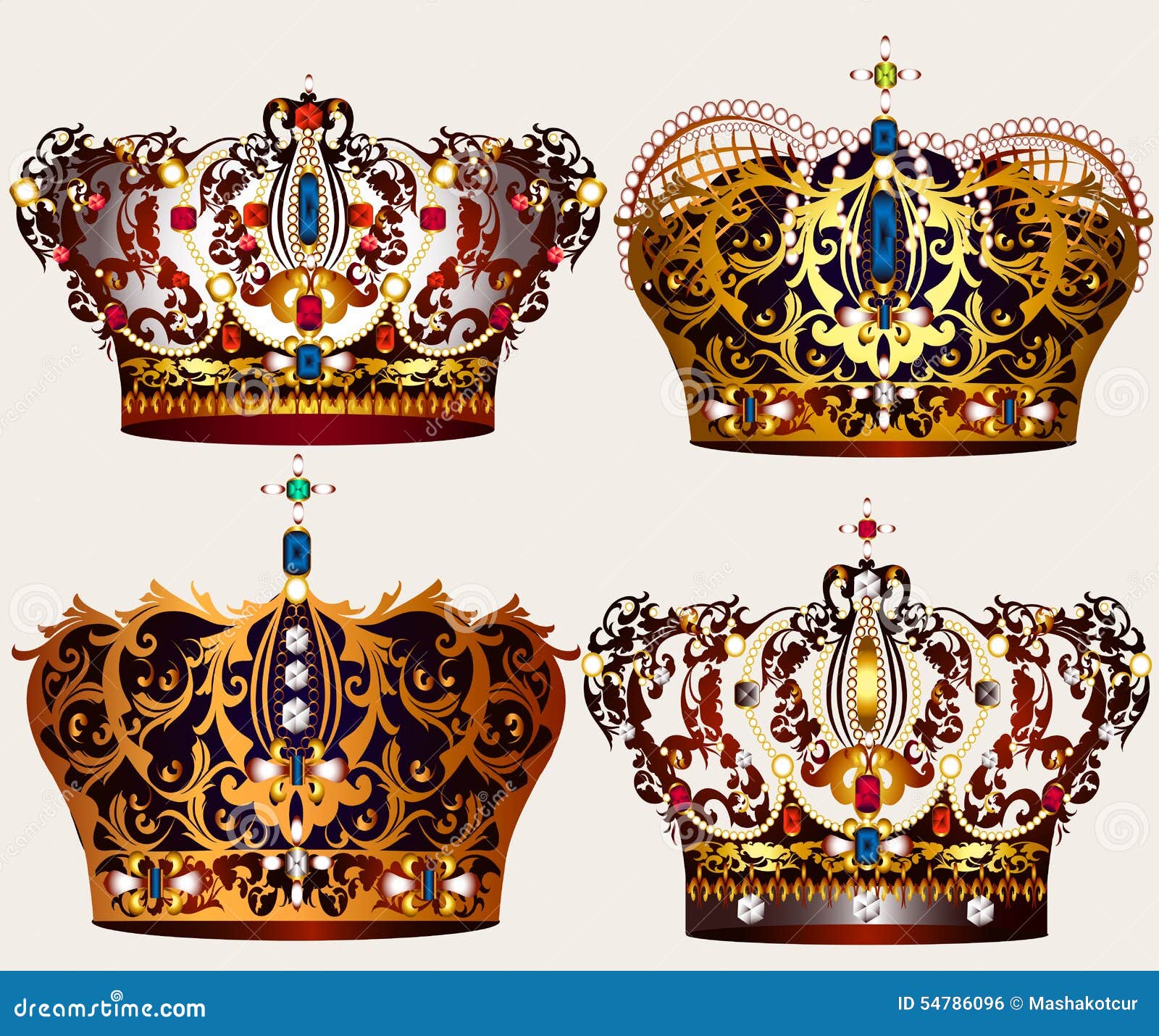 Vector Set Of Crowns And Detailed Shields For Your Heraldic Design ...