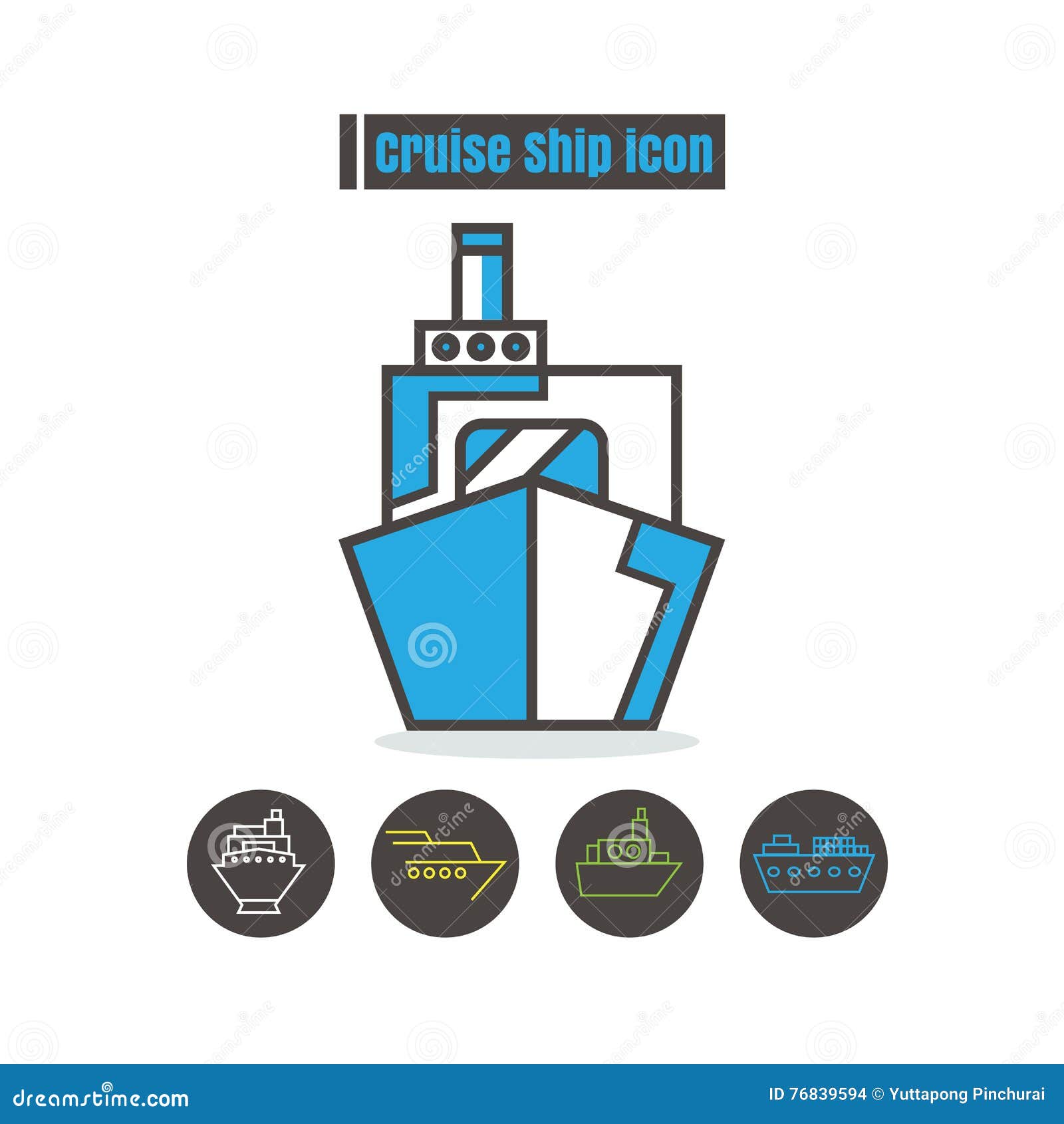 Vector Cruise Ship Icon Color on White Background Stock Vector ...